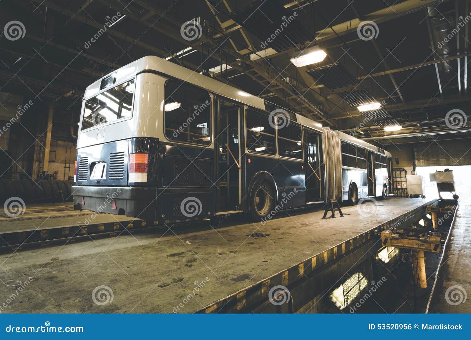 Dirty, Oily Bus Garage Inspection Pit Stock Photo - Image of interior ...
