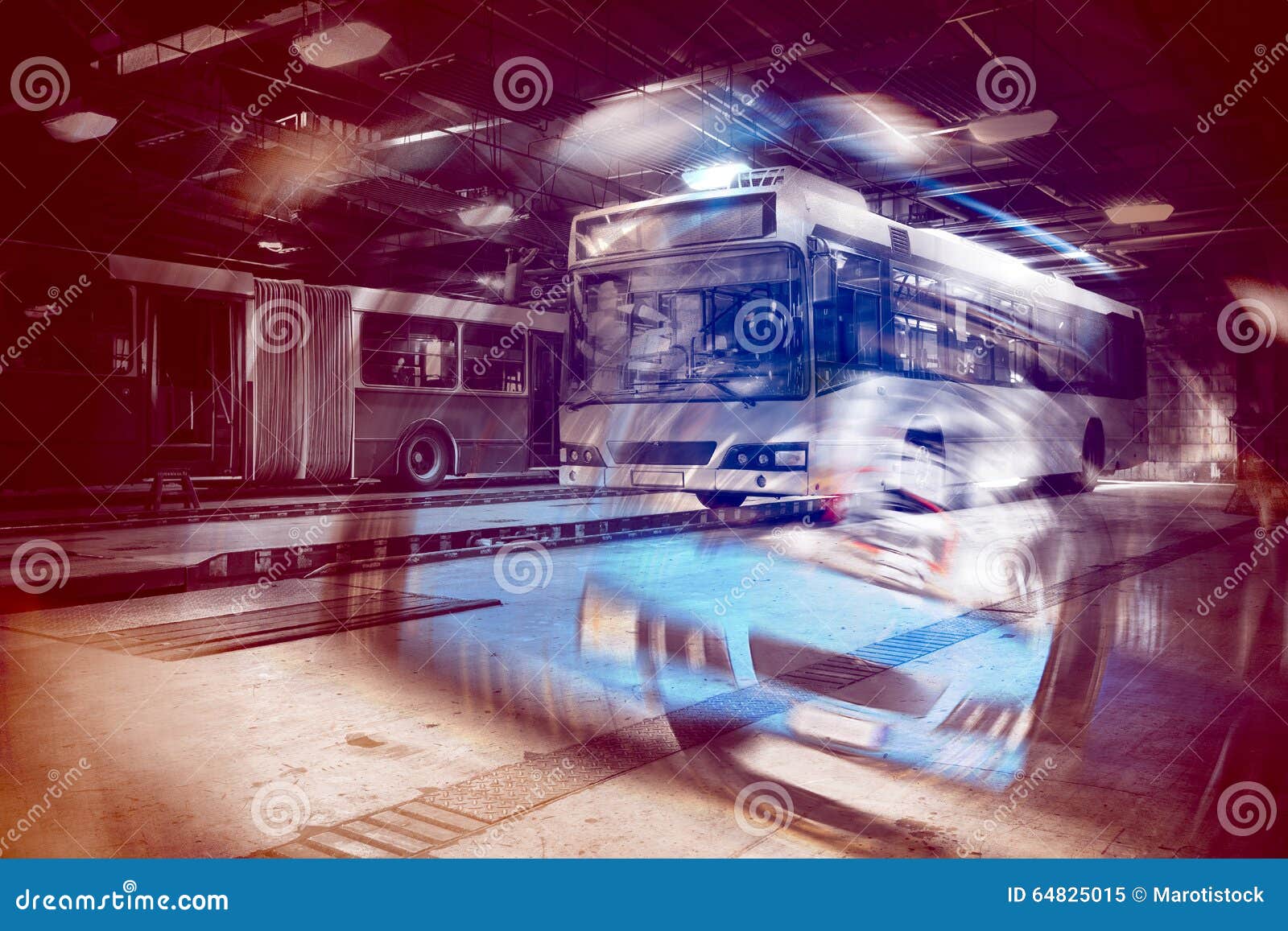 Dirty, Oily Bus Garage Inspection Pit Royalty-Free Stock Image ...
