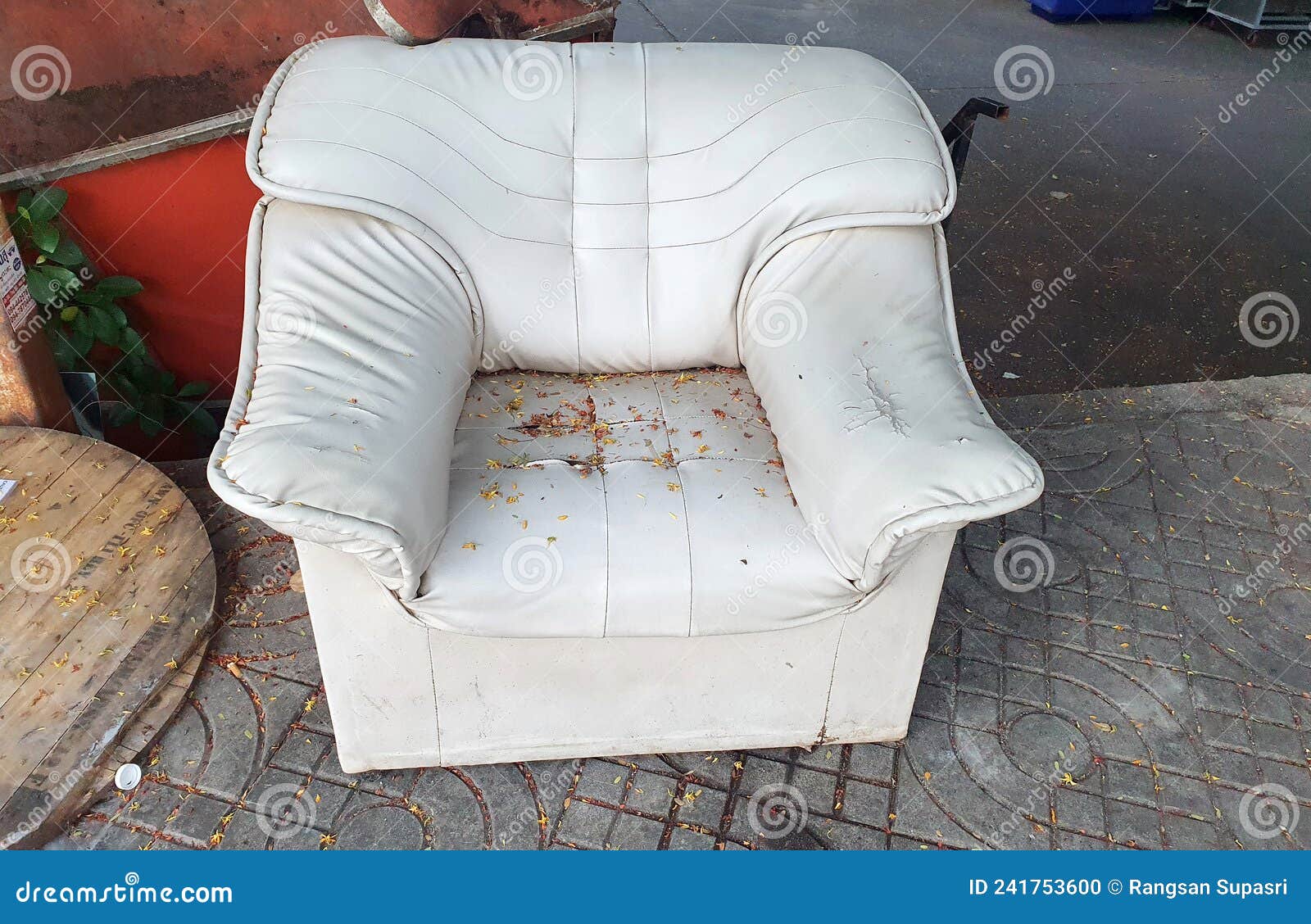 Dirty Old Colorful Sofa is Left with Garbage on the Side of the Road ...