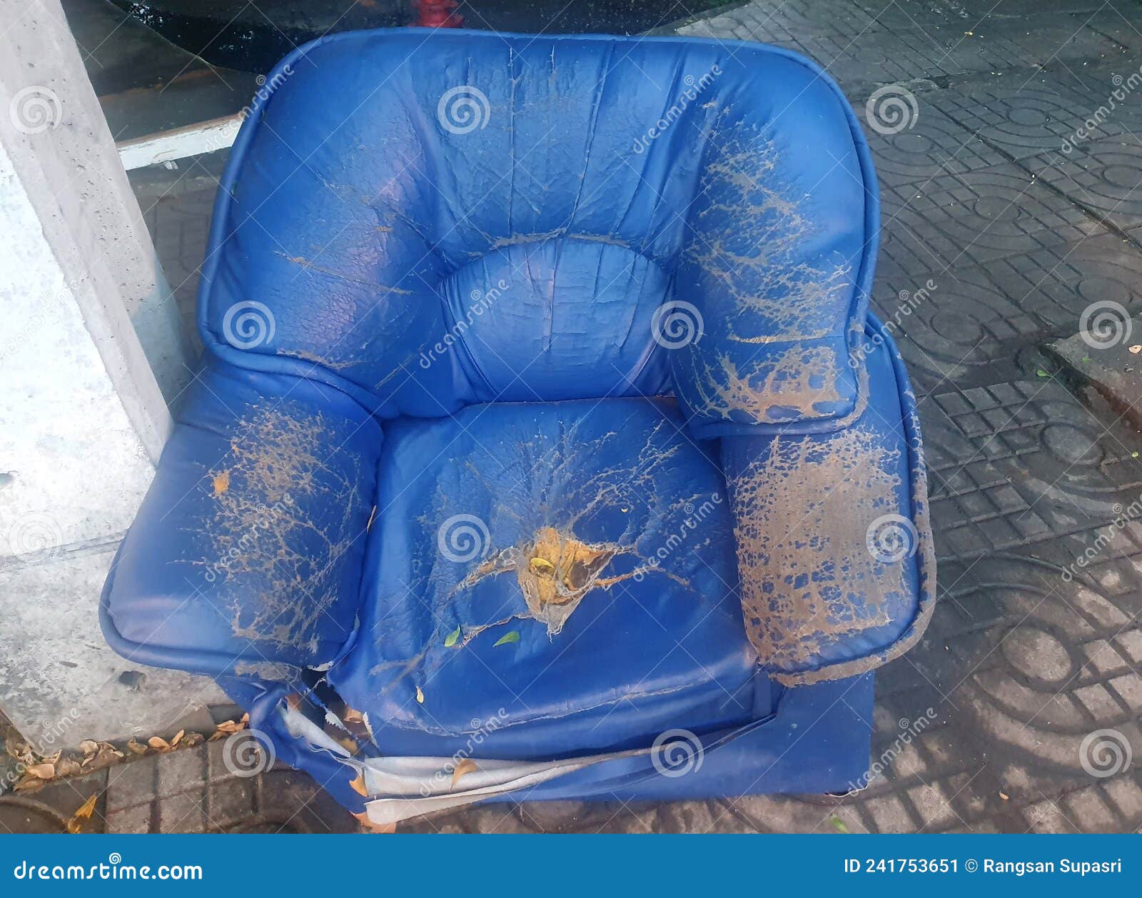 Dirty Old Colorful Sofa is Left with Garbage on the Side of the Road ...