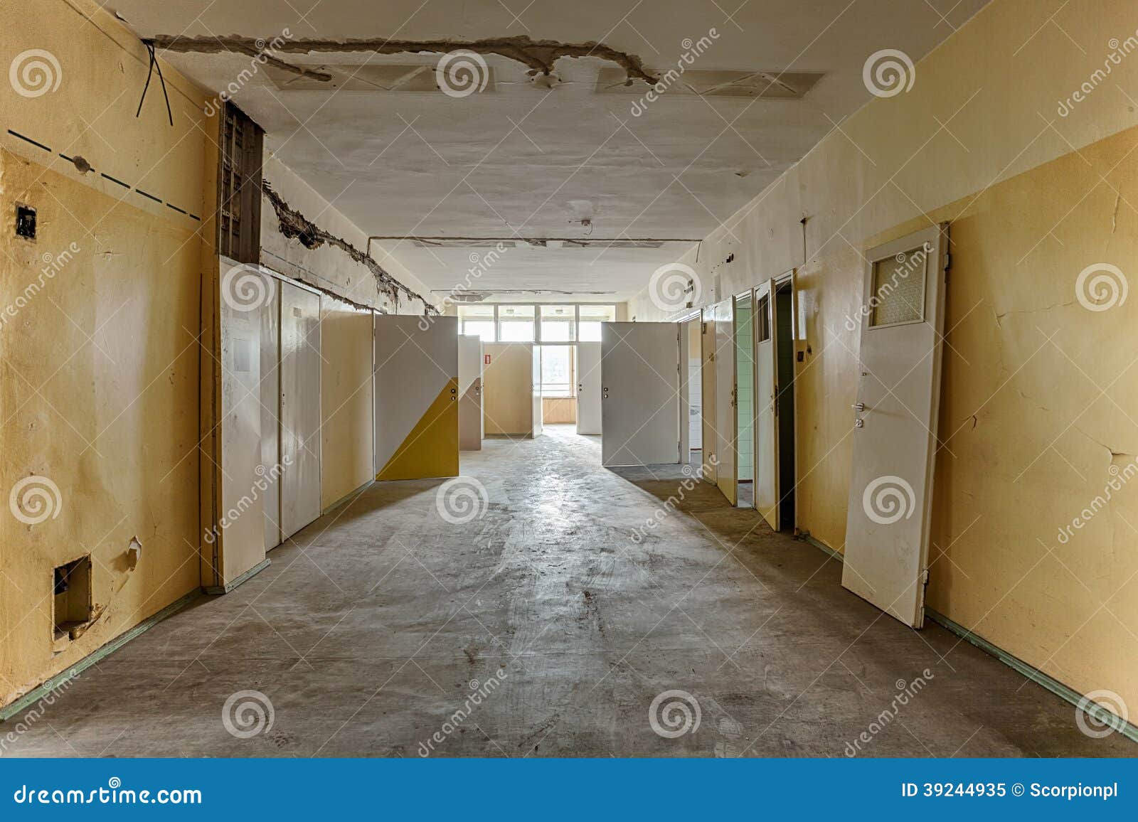 Dirty, Old and Forgotten Corridor Stock Image - Image of clinic, door ...