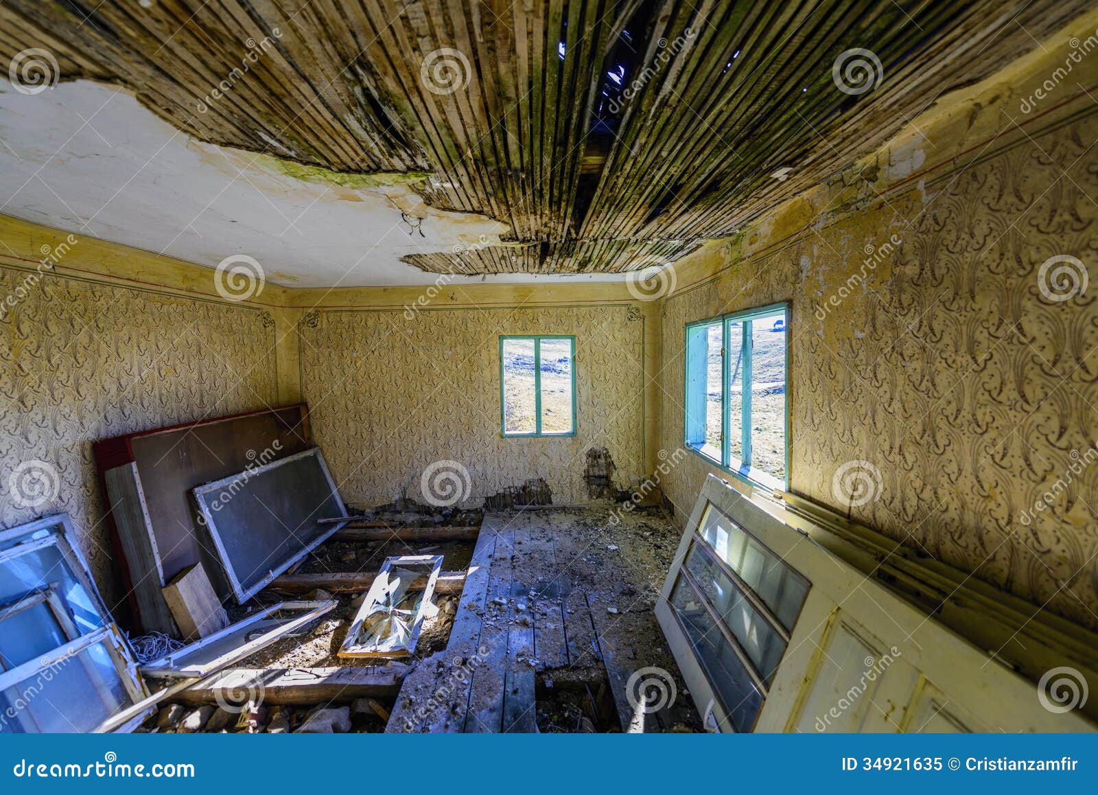 A dirty old ruined room stock image. Image of broken - 34921635