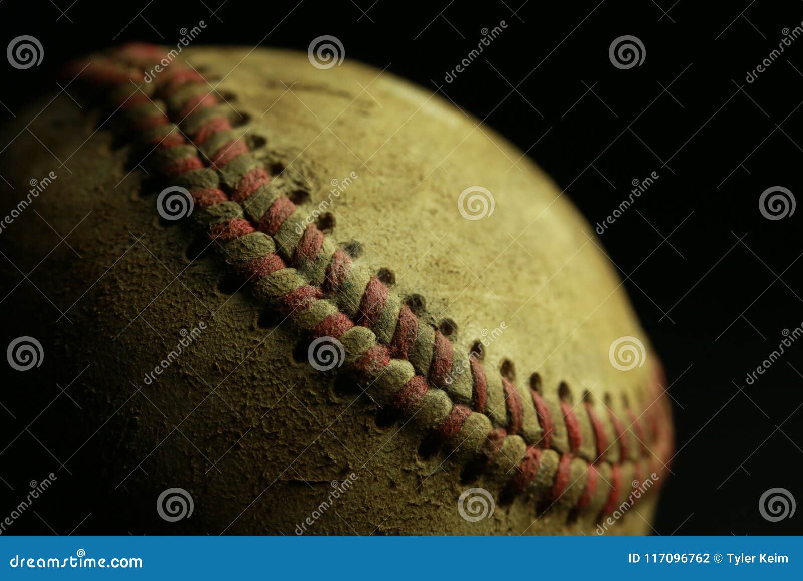 Dirty, Old Baseball with Black Background. Stock Photo - Image of dirty ...