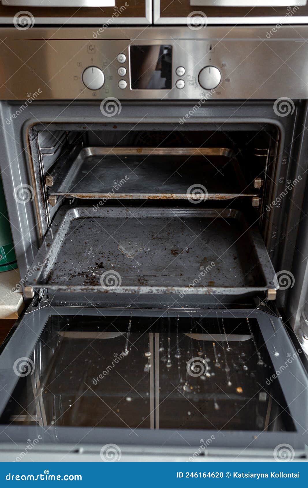Dirty Oven after Cooking a Greasy Dish in the Kitchen Stock Photo ...