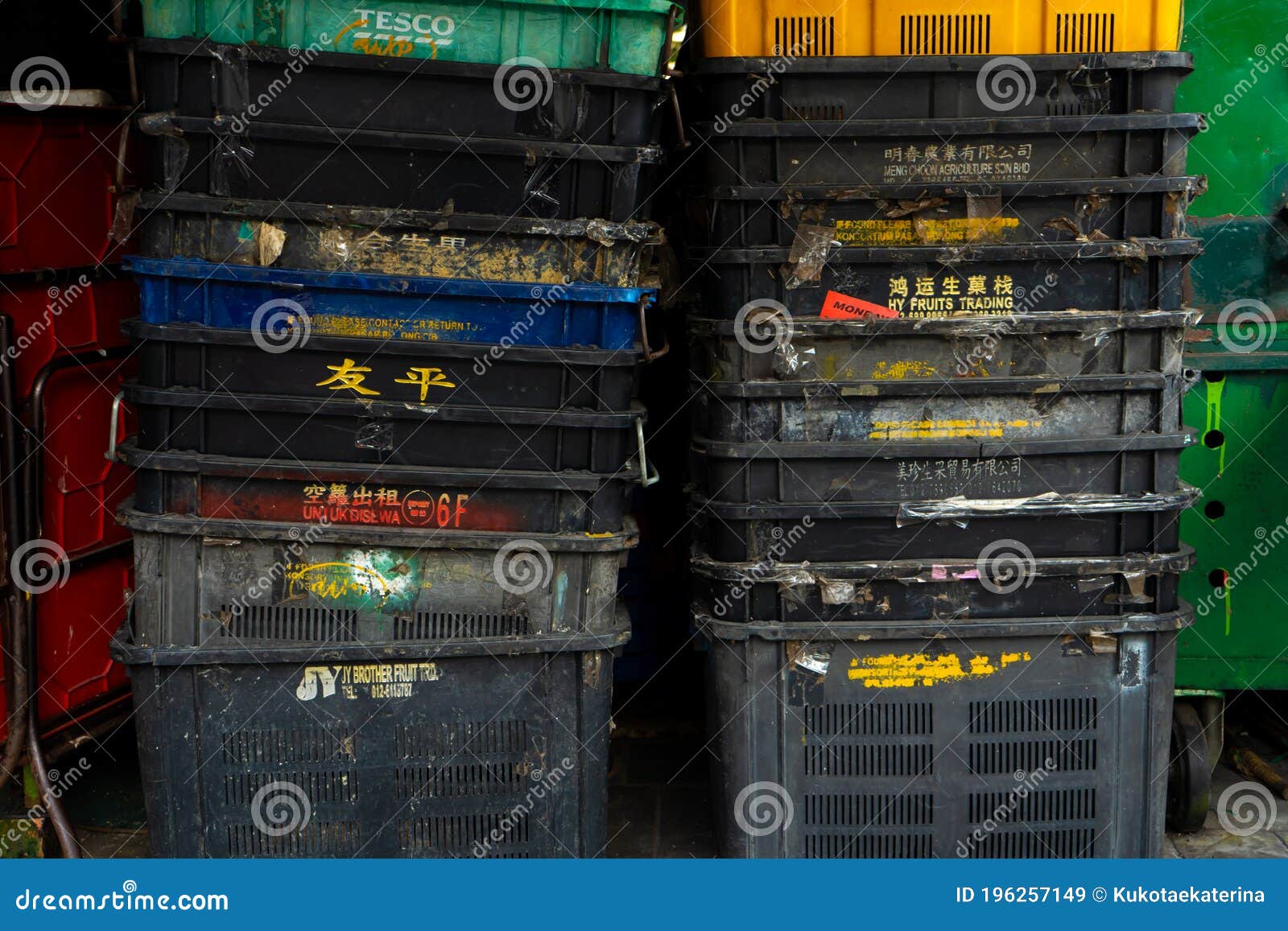 Dirty Plastic Boxes for Transporting Fruits. Editorial Stock Image ...