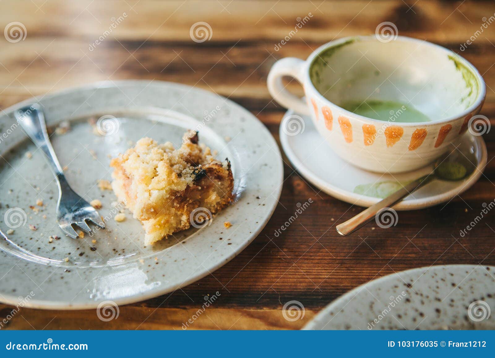 A Dirty Plate and an Empty Cup of Coffee. the Half-eaten Cupcake on a ...