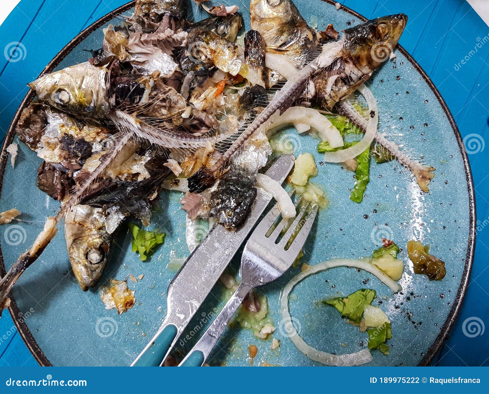 Dirty Plate with Fish Leftovers Stock Photo - Image of empty ...