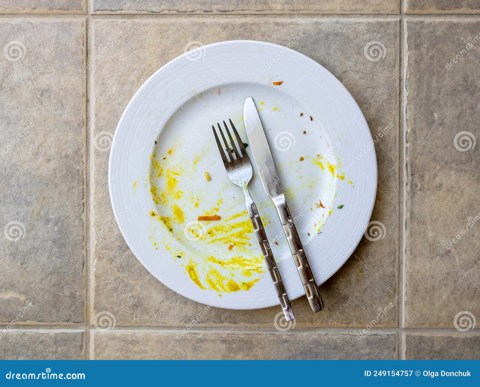 Dirty Plate with Food Leftovers Stock Image - Image of remains, table ...