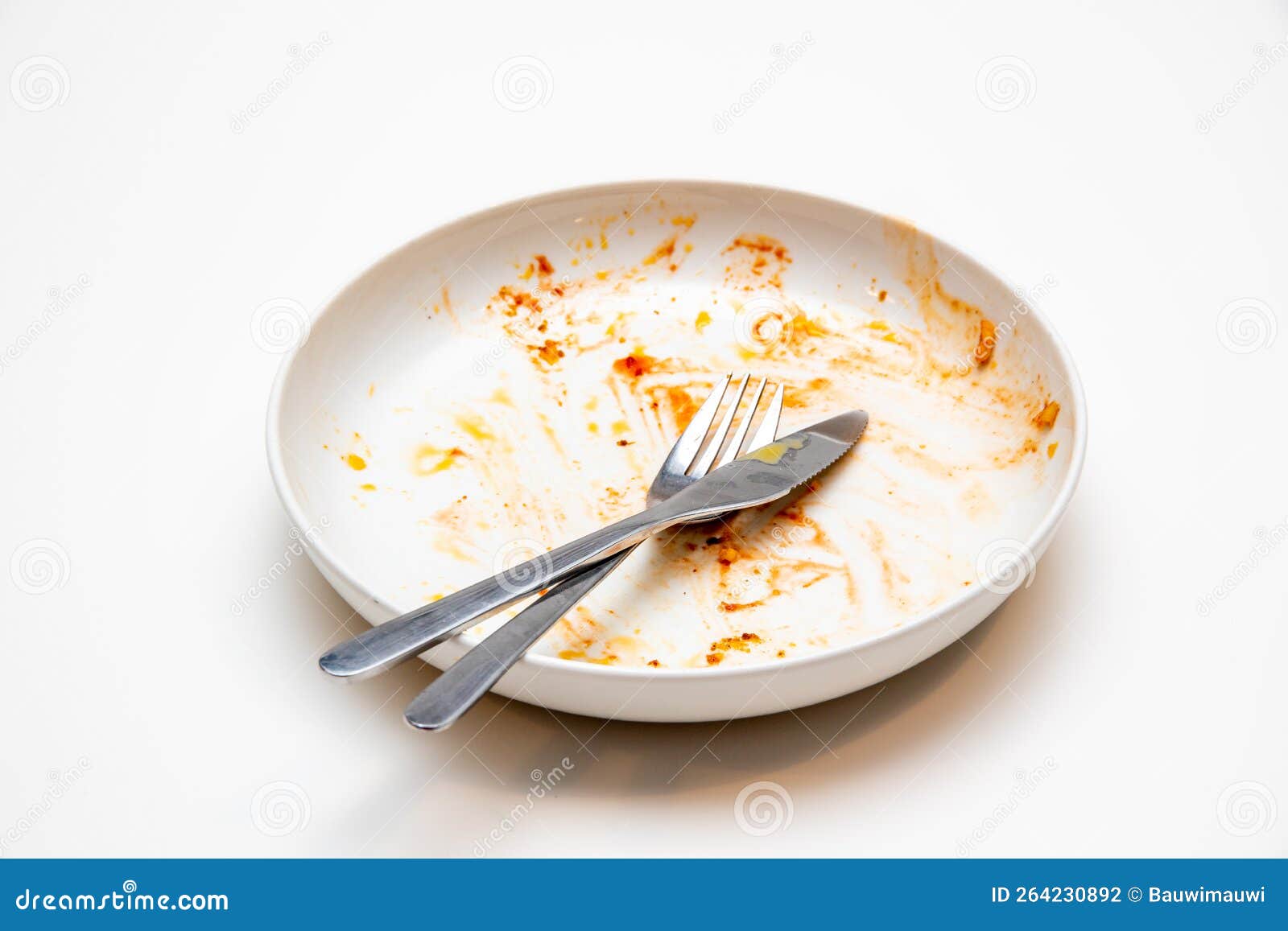 Dirty Plate with Fork and Knife Stock Photo - Image of fork, empty ...