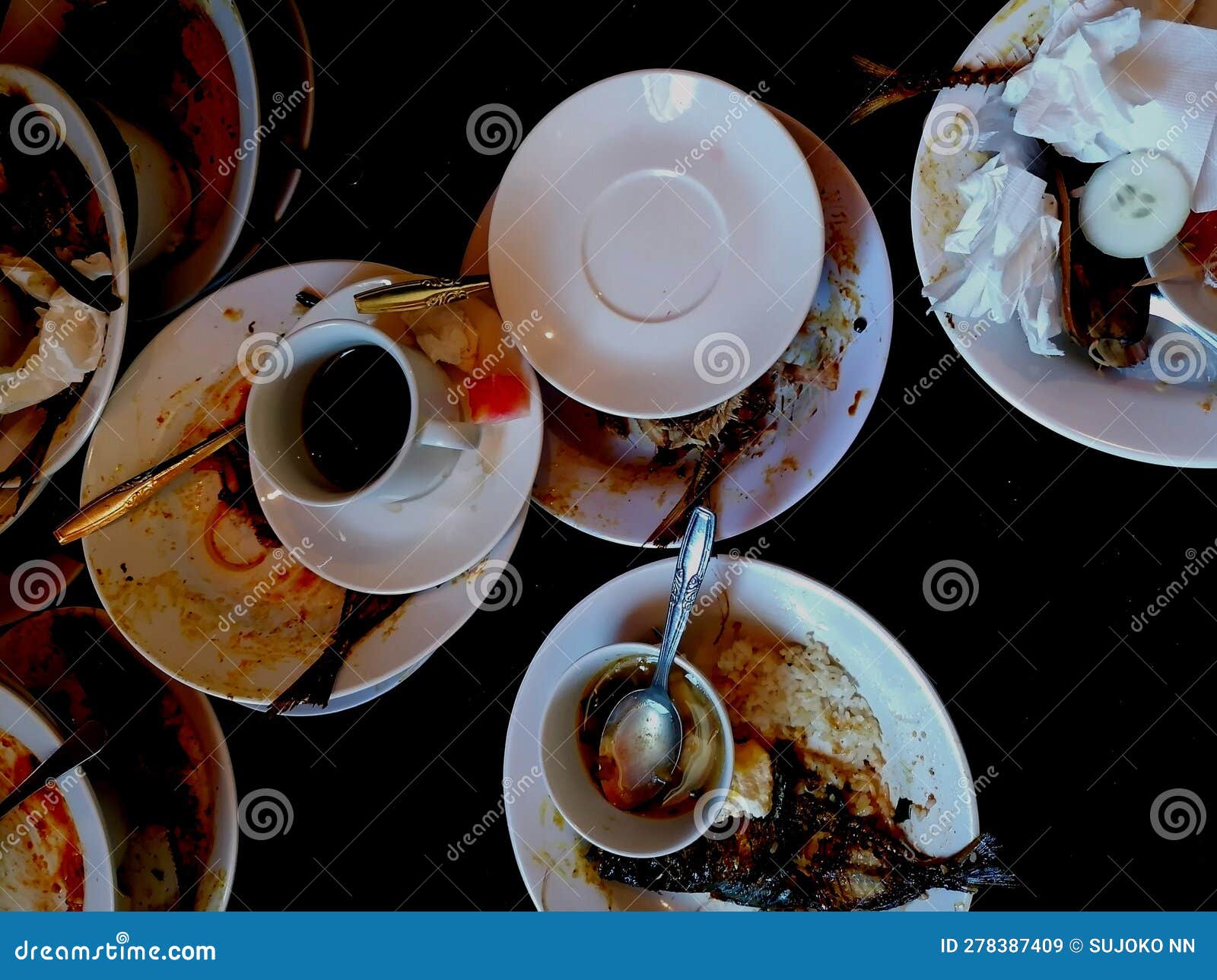 Dirty Plates after Buffet Party Stock Image - Image of dishwasing ...