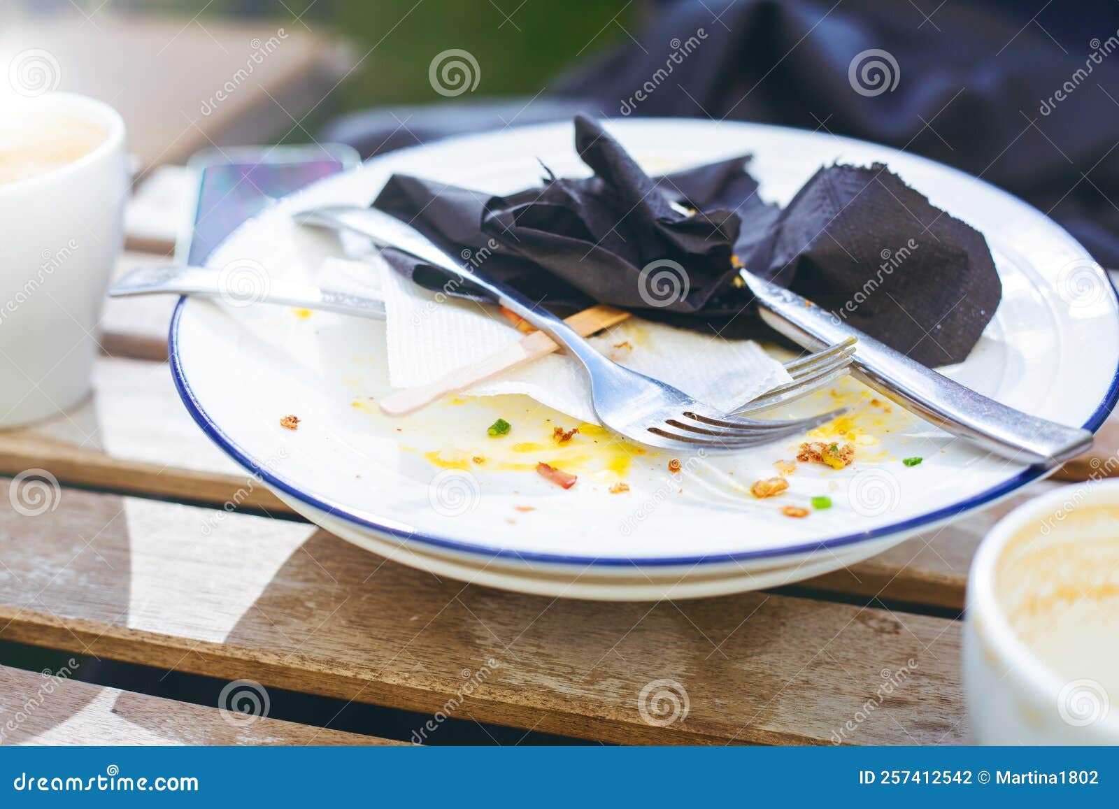 Dirty plates after dinner stock photo. Image of food - 257412542