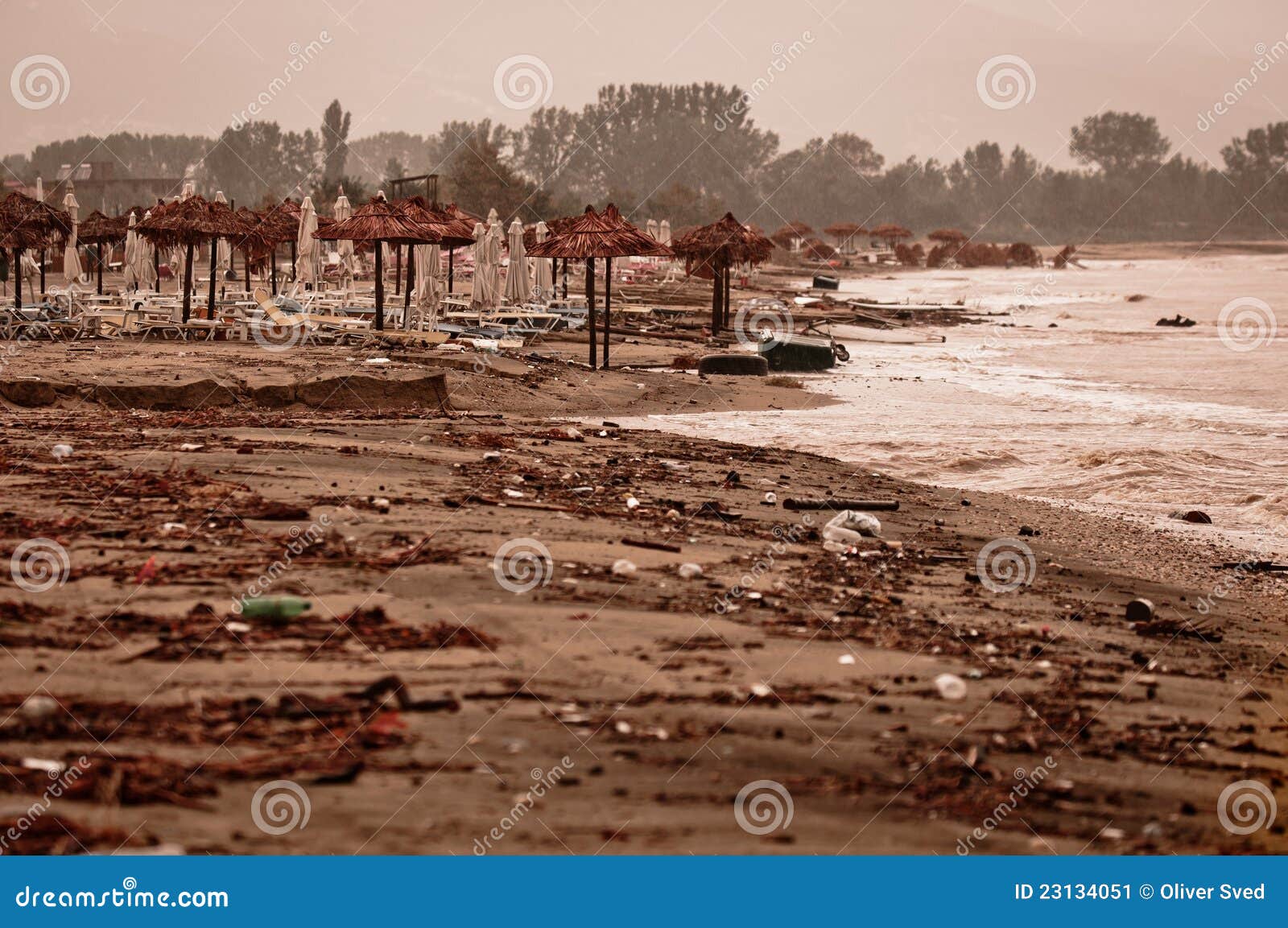 A dirty polluted beach stock image. Image of ocean, holiday - 23134051