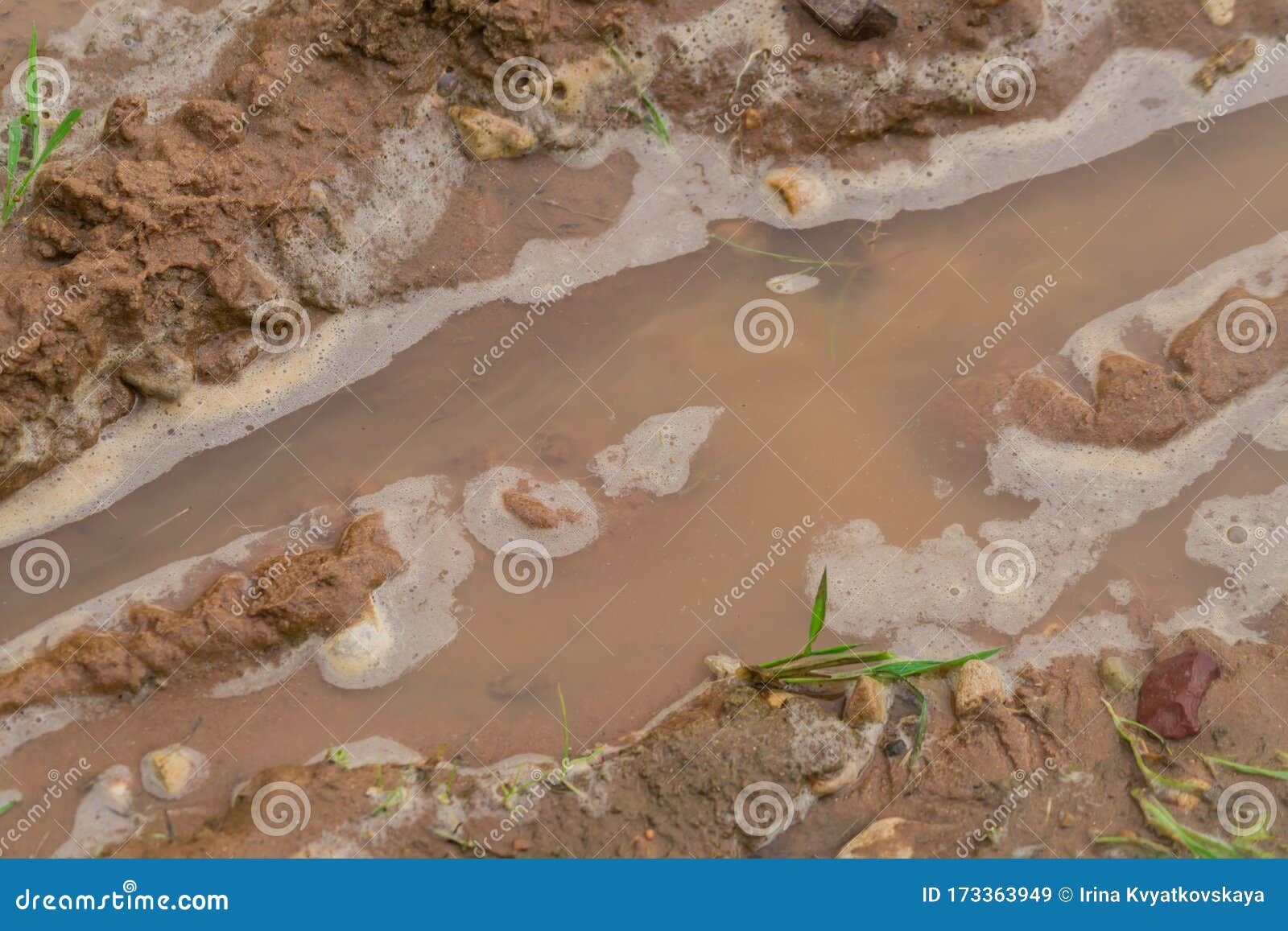 Dirty Puddle on the Off Road, Top View Stock Image - Image of ground ...