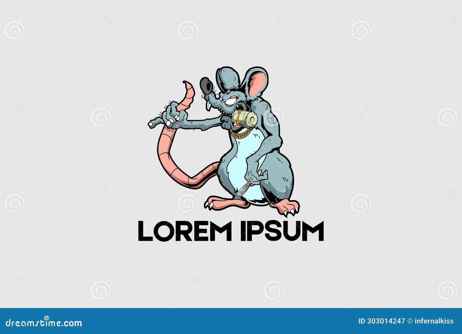 Dirty Rat with Treasure Cartoon Character Vector Logo Template Stock ...