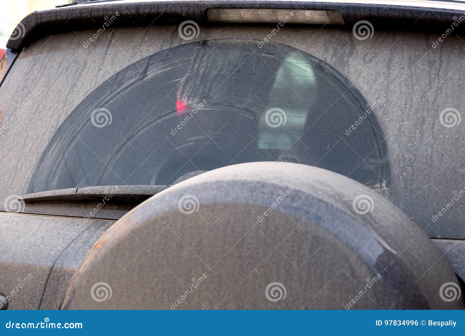 Dirty rear car glass. stock photo. Image of dark, rear - 97834996