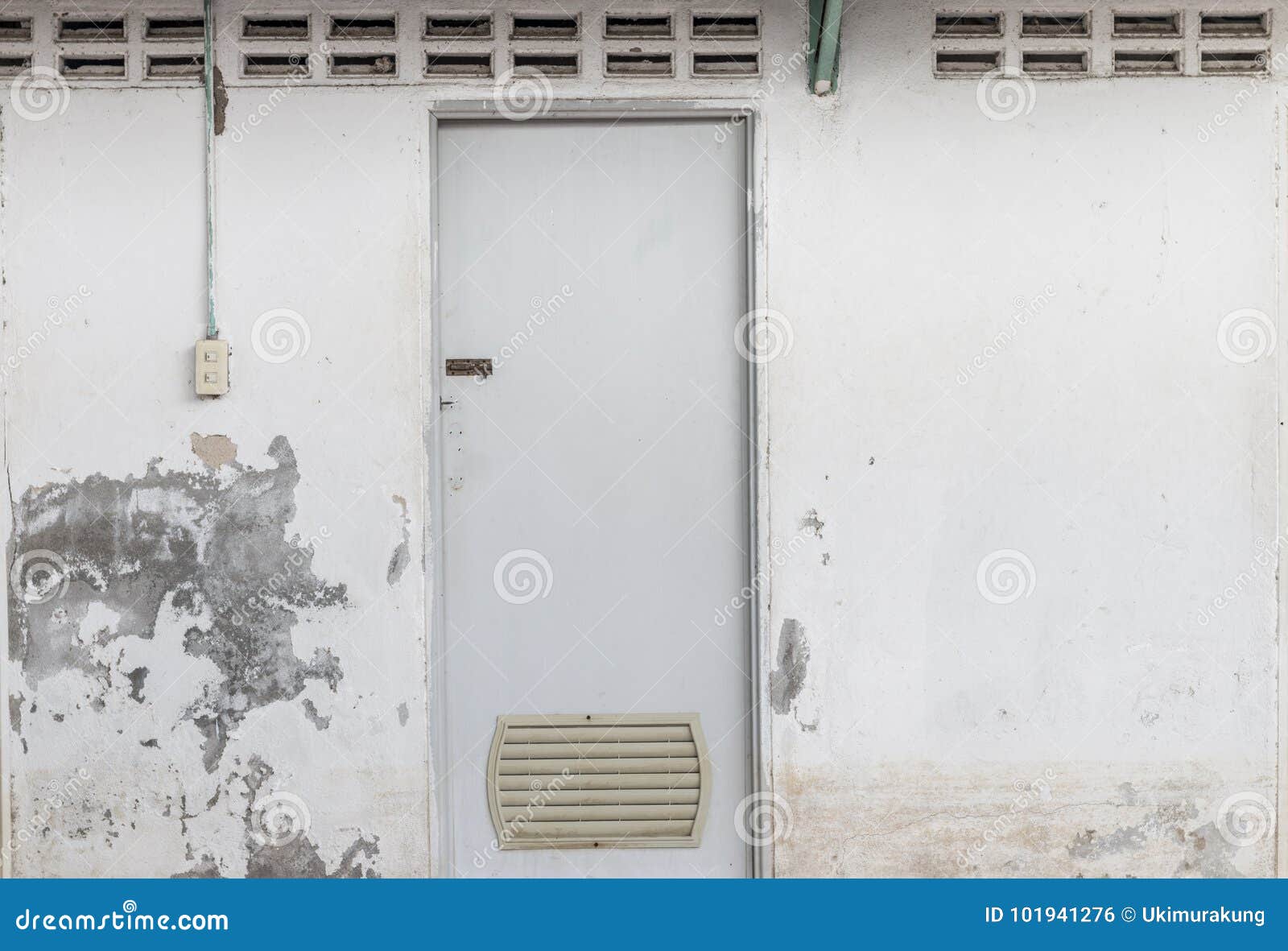 The Dirty Restroom Door and Old Wall Peeling Texture Stock Photo ...