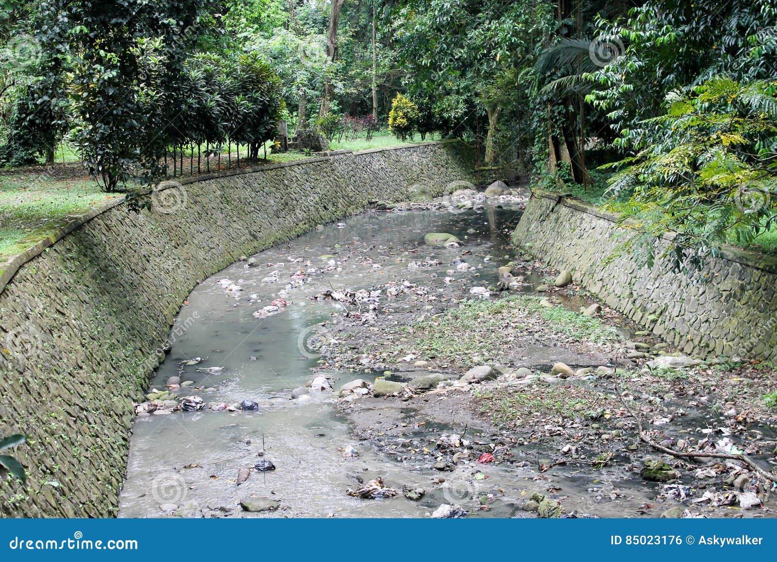 Dirty River in Bogor, Indonesia Stock Photo - Image of ugly, green ...