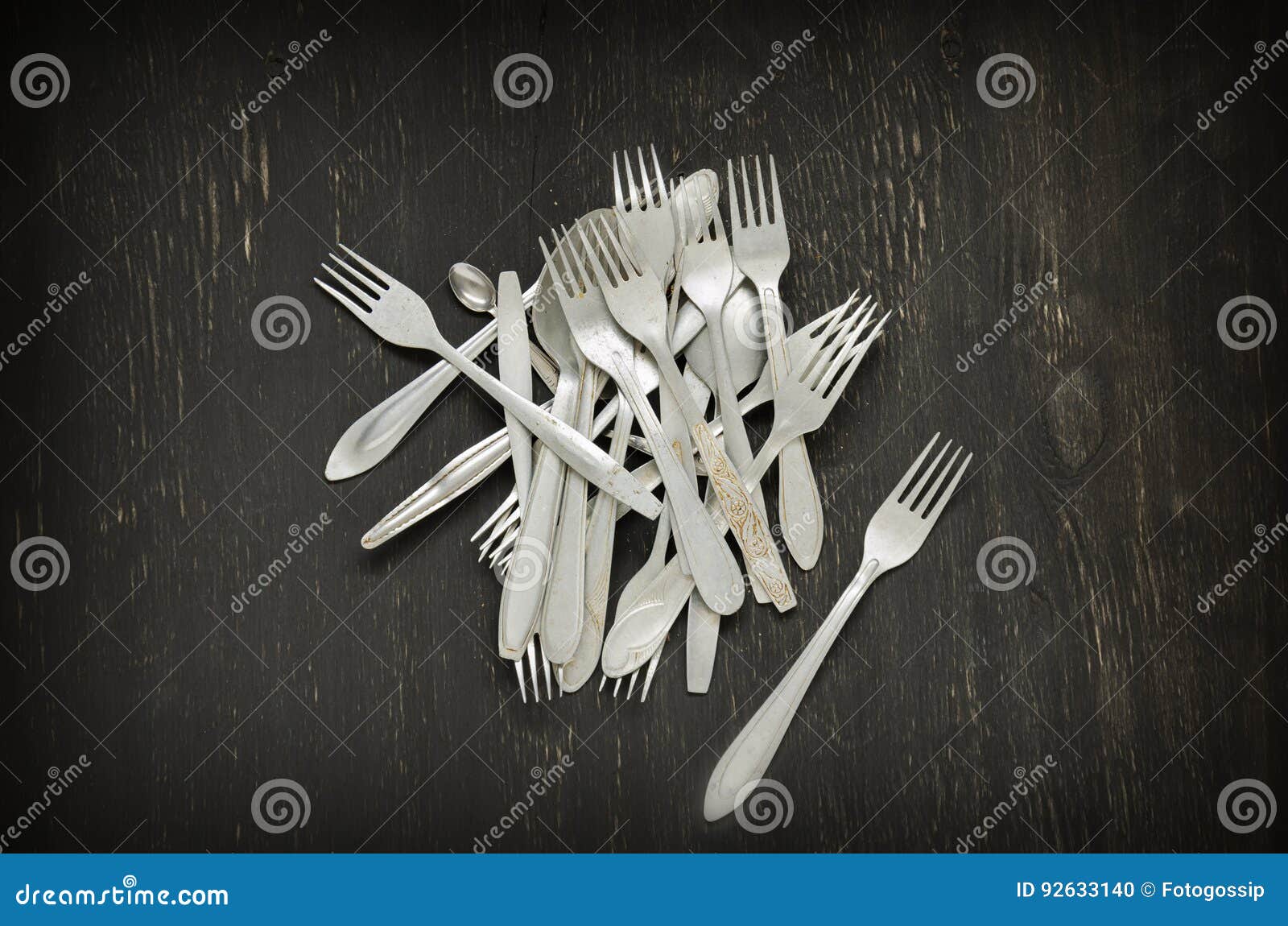 Dirty Rustic Forks and Spoons Stock Photo - Image of dirty, vintage ...