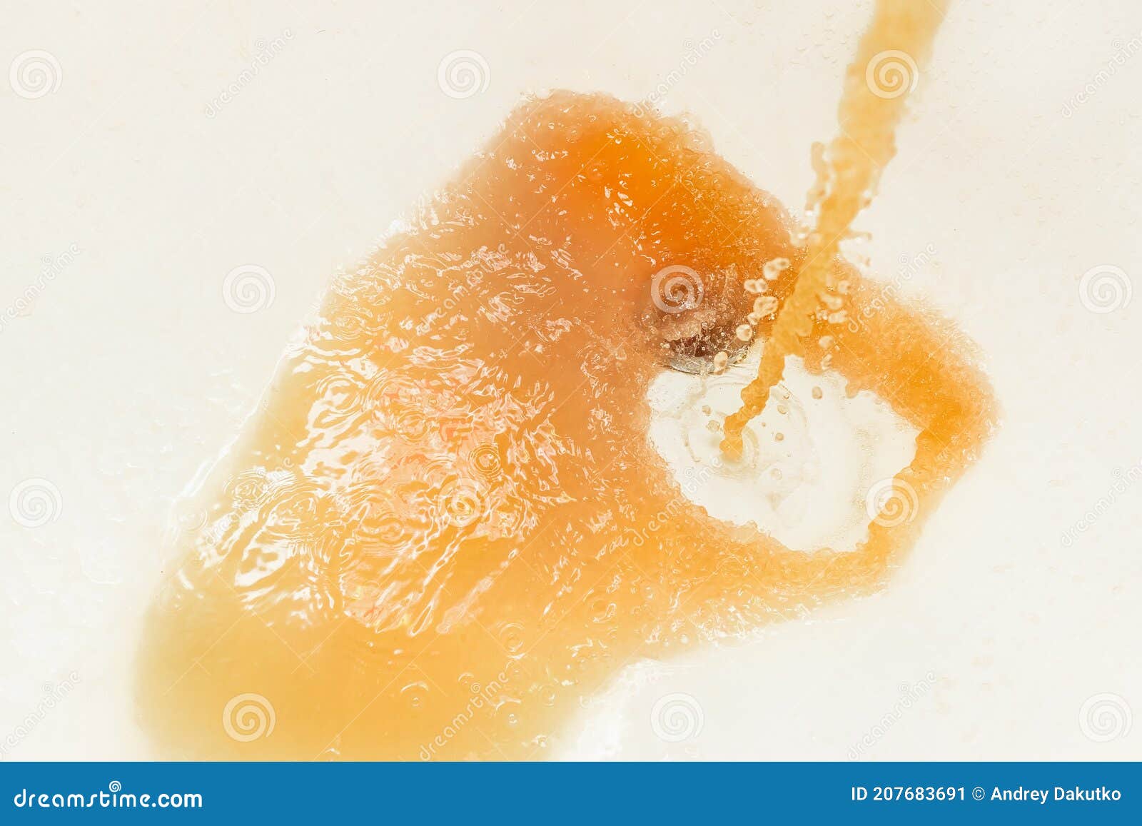 Dirty or Rusty Water Flows from the Tap into the Bathtub and Splashes ...