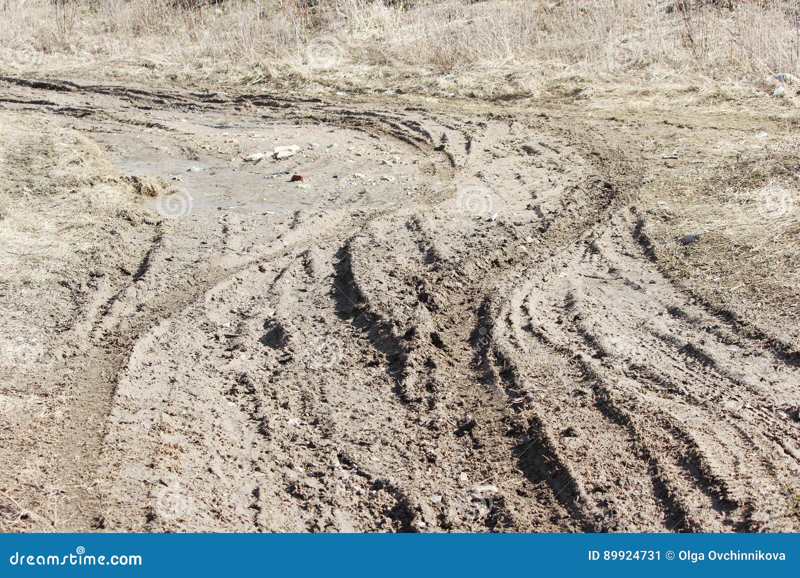 Dirty Rutted Road with Pits and Puddles in the Spring. Stock Image ...