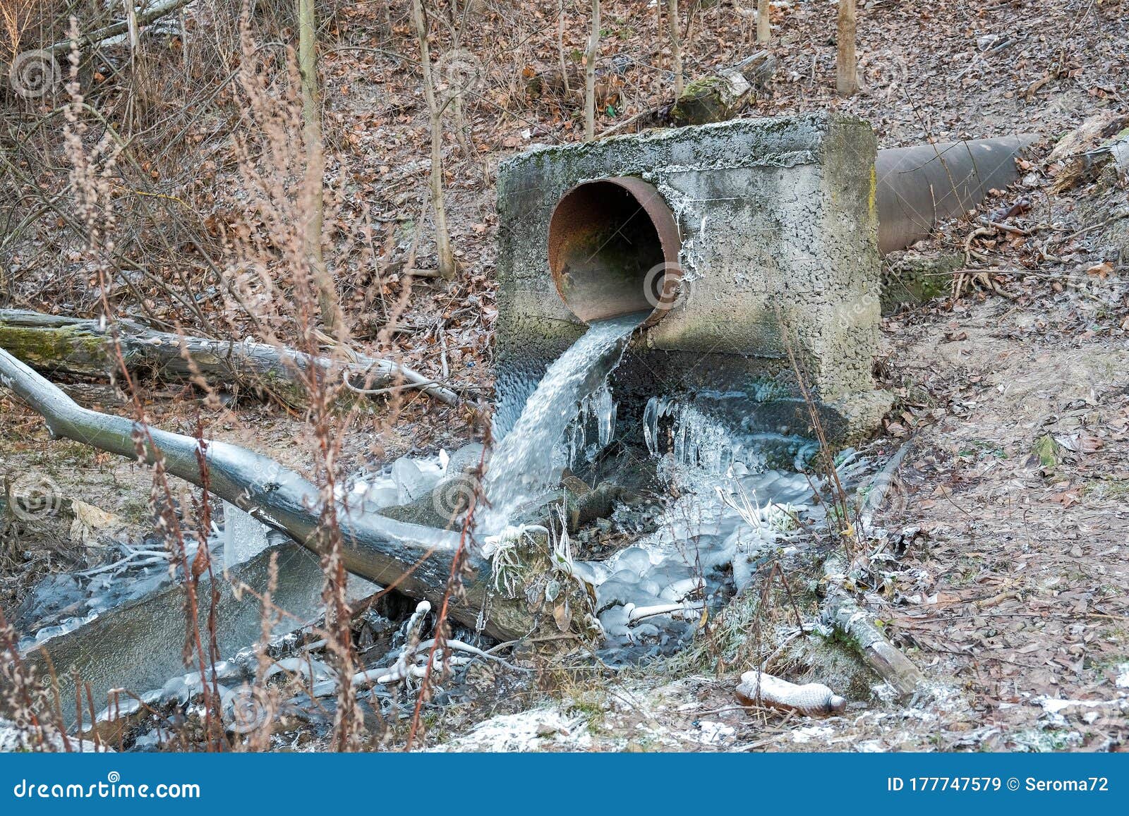 The Dirty Sewage from Factories is Dumped into the River Stock Image ...