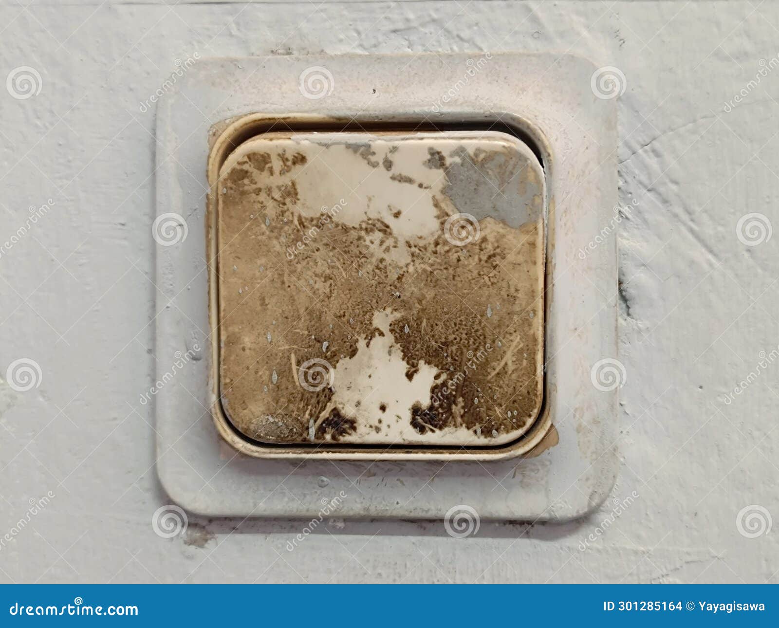 Dirty Single Electrical Switch on White Wall Stock Photo - Image of ...