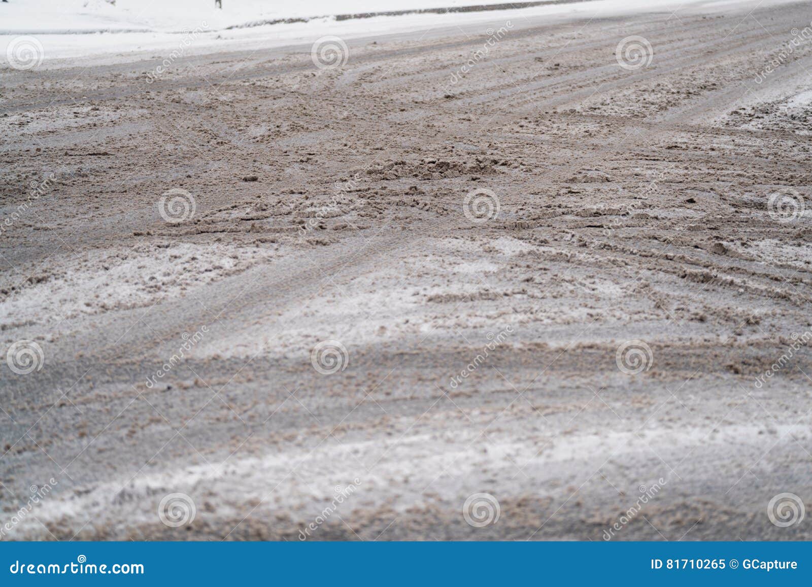 Dirty Snow on Town Intersection Stock Image - Image of winter, town ...