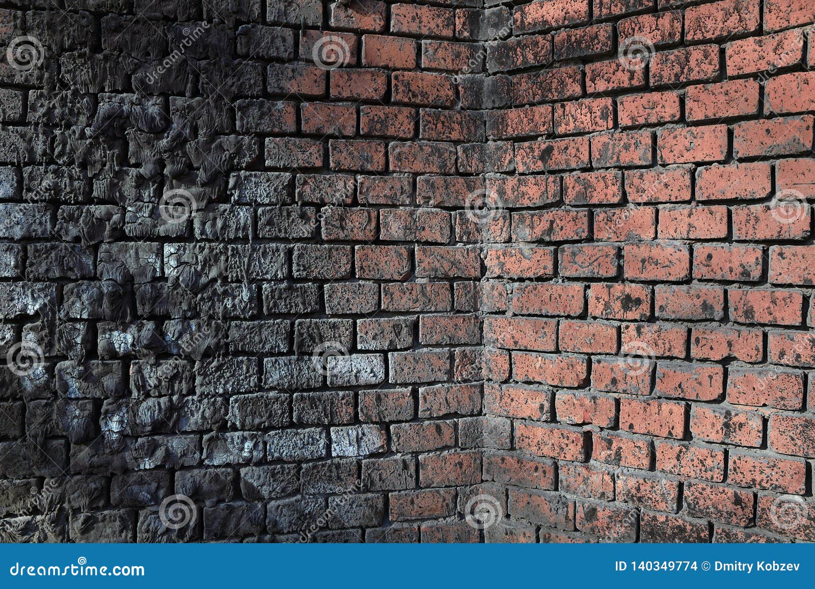 Dirty Surface of a Brick Corner Wall Stock Photo - Image of concrete ...