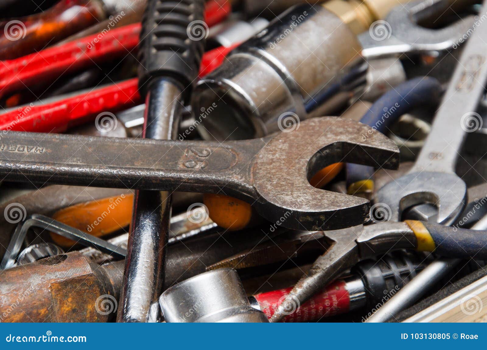 Dirty tools stock image. Image of spanner, close, scissors - 103130805