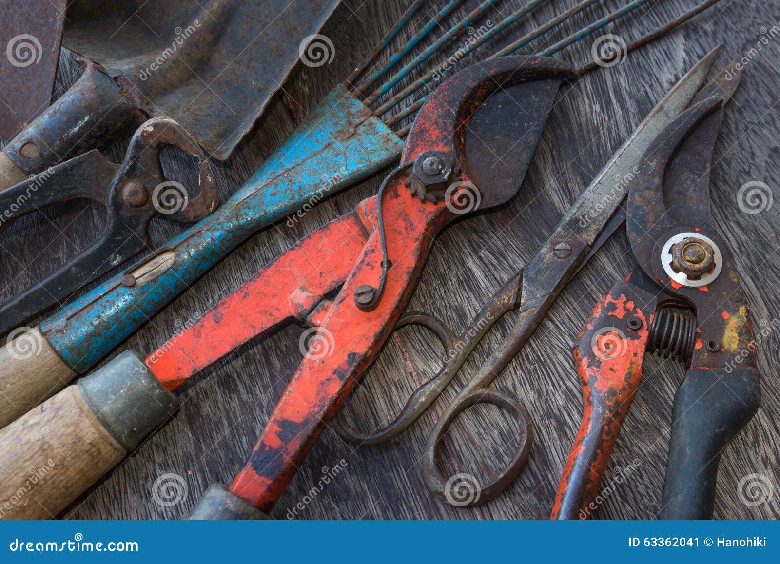 Dirty Tools - Vintage Garden Tools on Wooden Background Stock Image ...