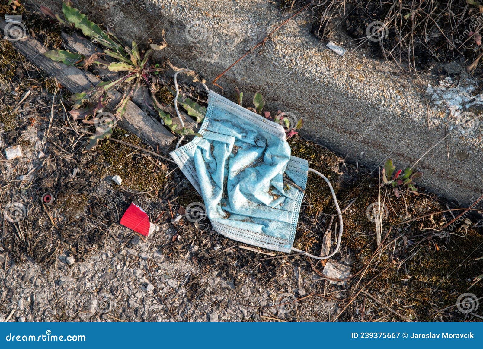 Dirty Used Face Mask on the Ground Stock Image - Image of recycling ...