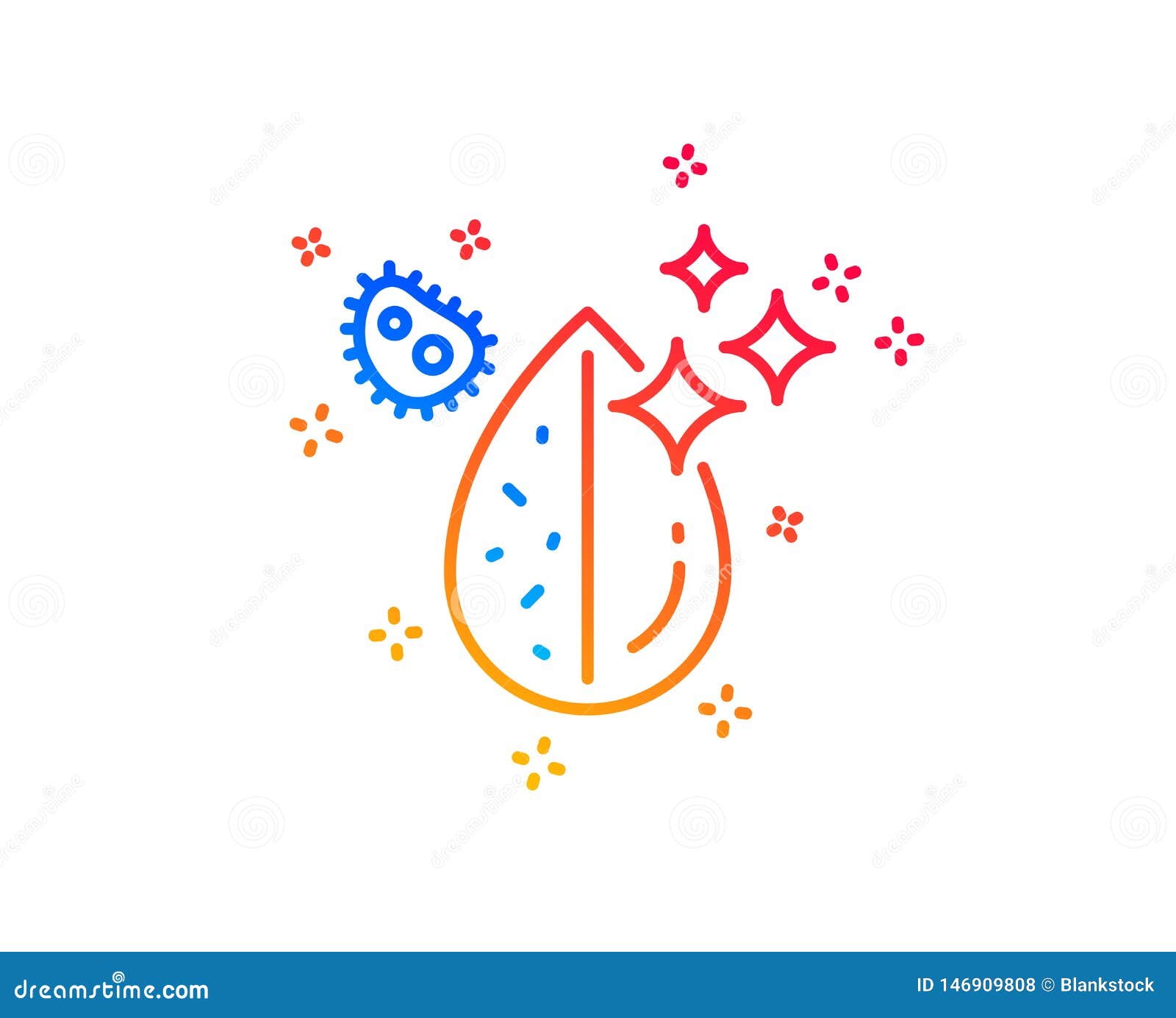 Dirty Water Drop Line Icon. Clean Filter Aqua Sign. Vector Stock Vector ...