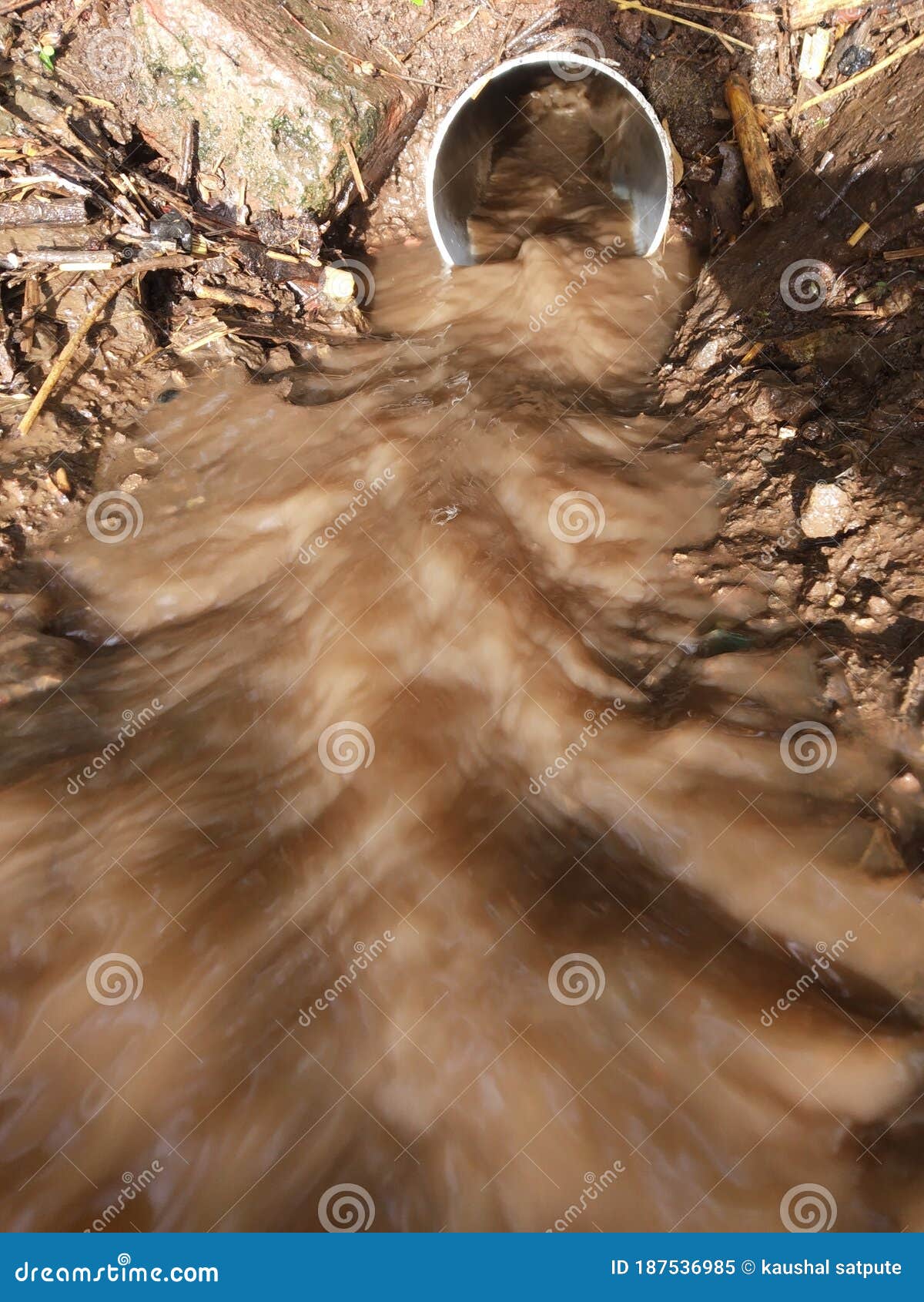 Dirty Water Flowing through Inside Pipe Stock Image - Image of head ...