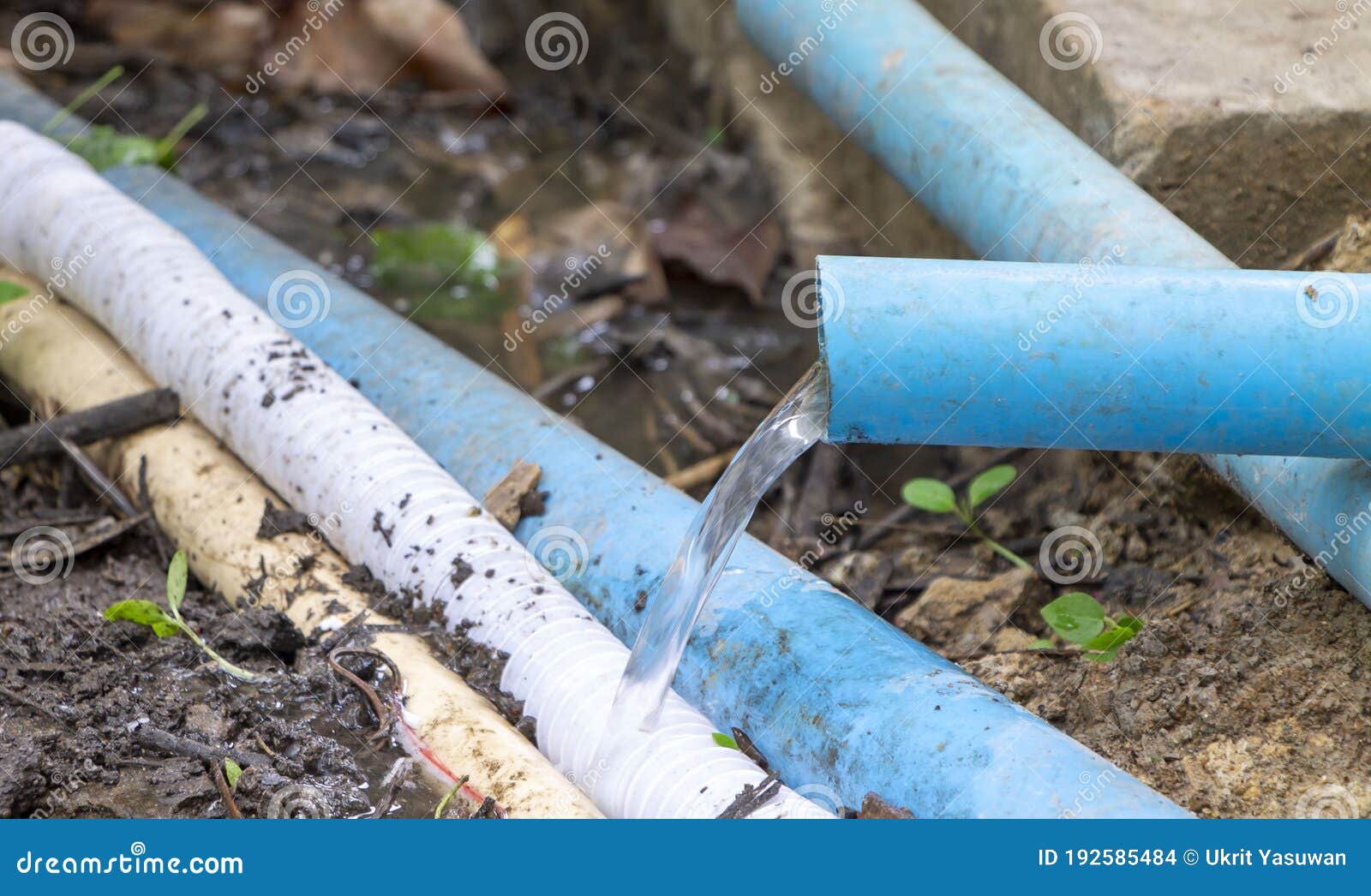 Dirty Water Flowing through PVC Pipe Stock Photo - Image of outdoor ...