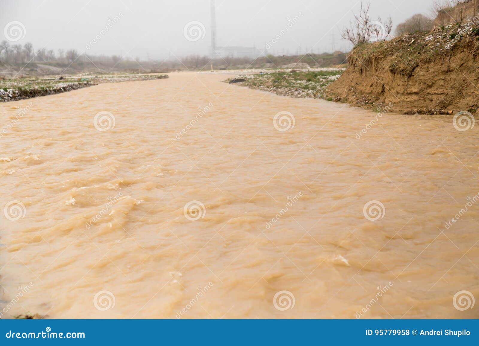 Dirty water in the river stock photo. Image of stormy - 95779958