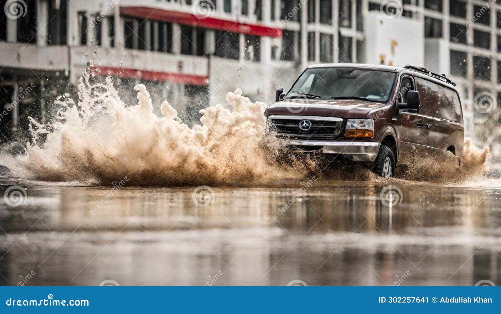 Dirty Water Splash after Vehicle Roaring Stock Illustration ...