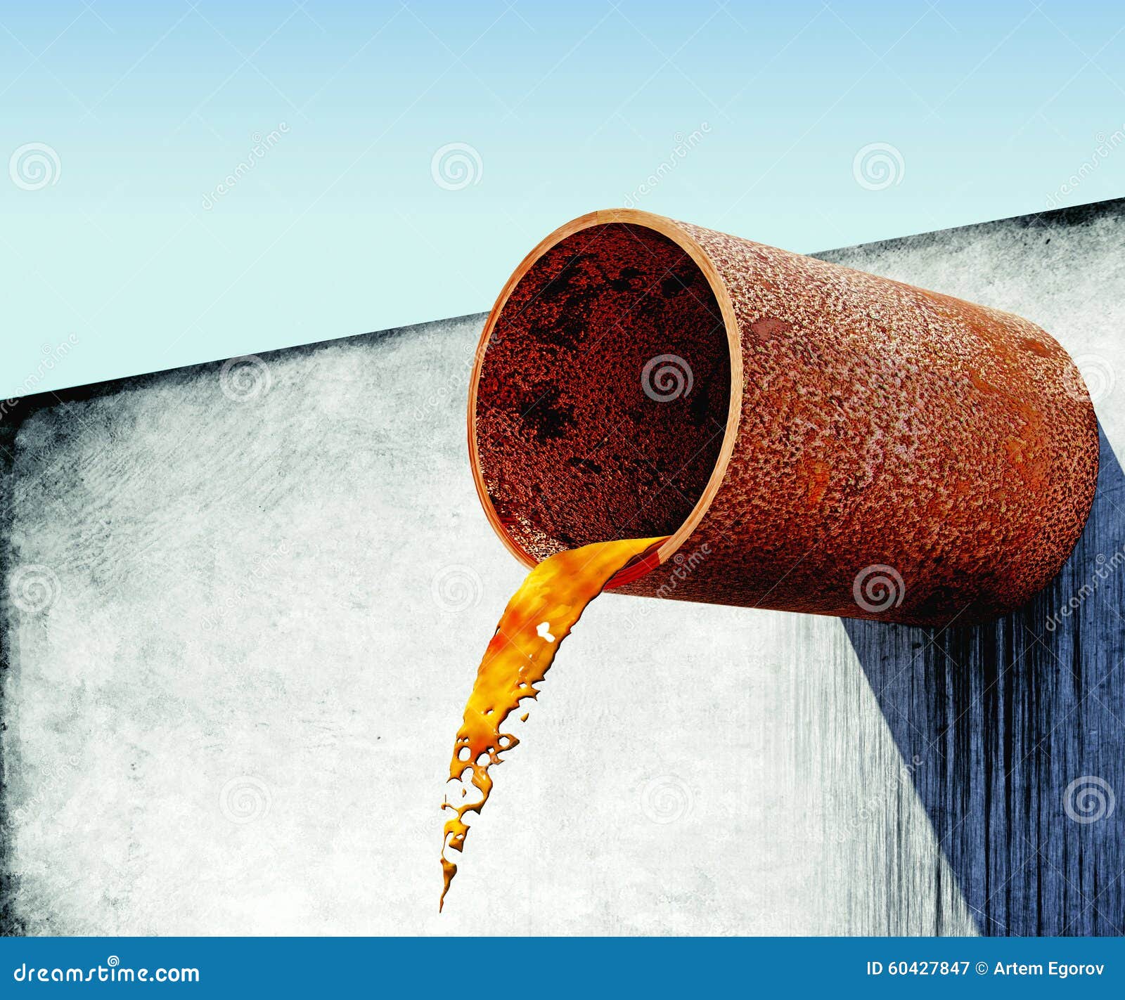 Dirty Water Stems from the Rusty Pipe in Concrete Wall Stock Image ...