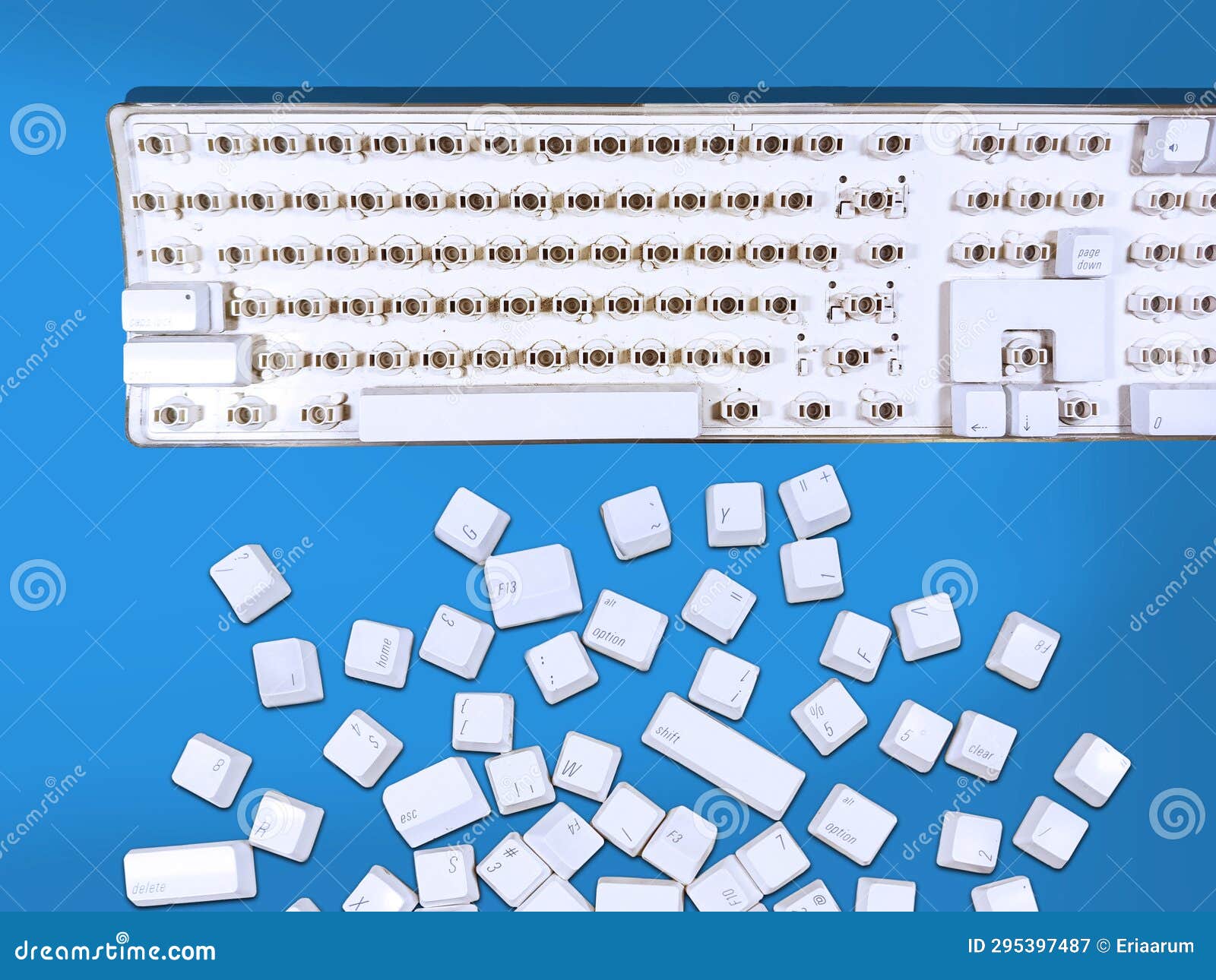 Dirty white keyboard stock image. Image of device, writing - 295397487