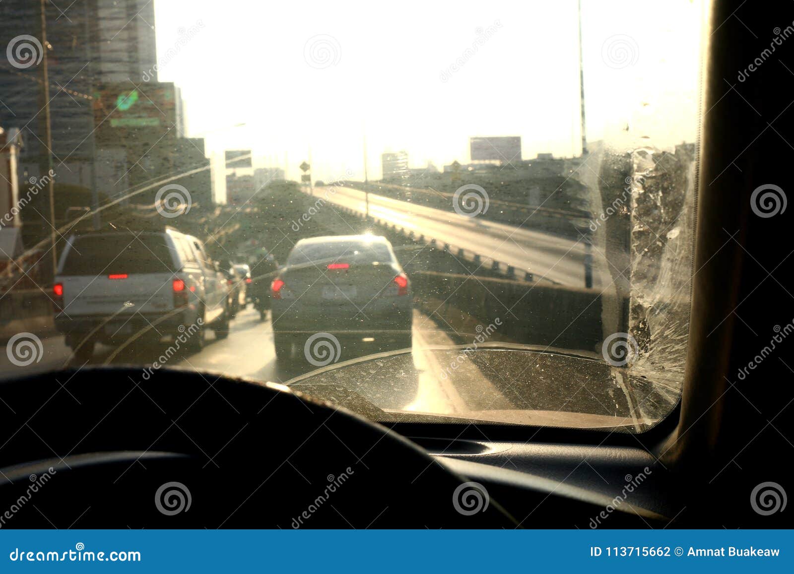 Dirty Windshield, Pollution Auto Glass Dirty with Interior View in Car ...