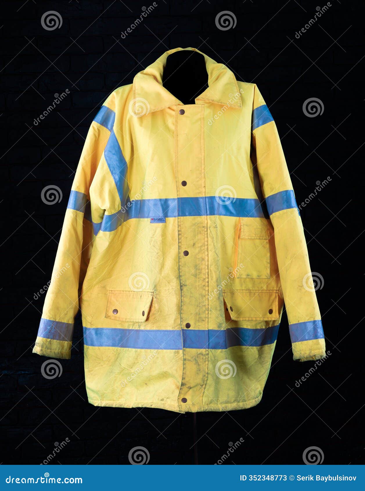 Dirty Work Yellow Jacket on Black Stock Image - Image of yellow, safety ...