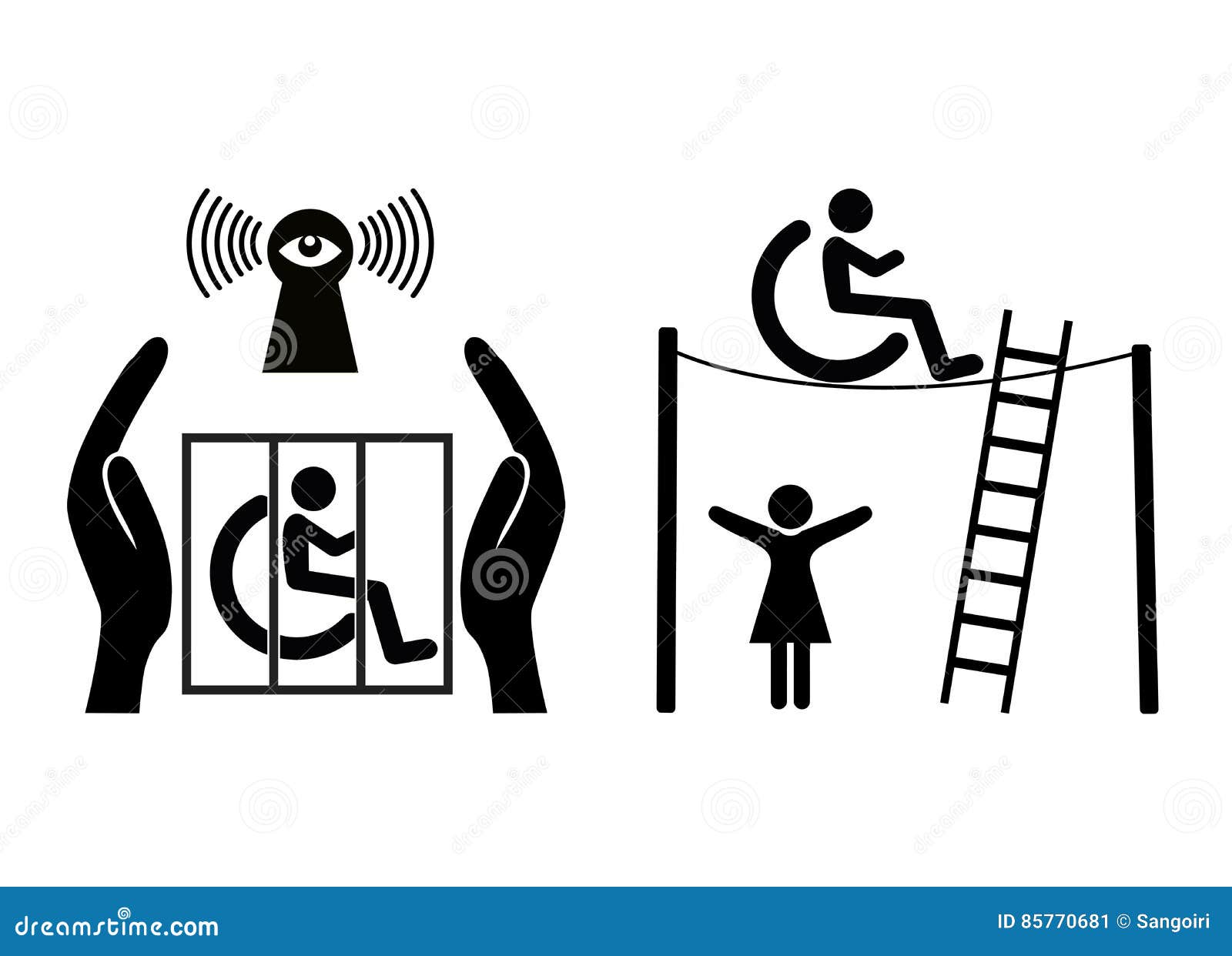 Disabilities and Freedom stock illustration. Illustration of psychology ...