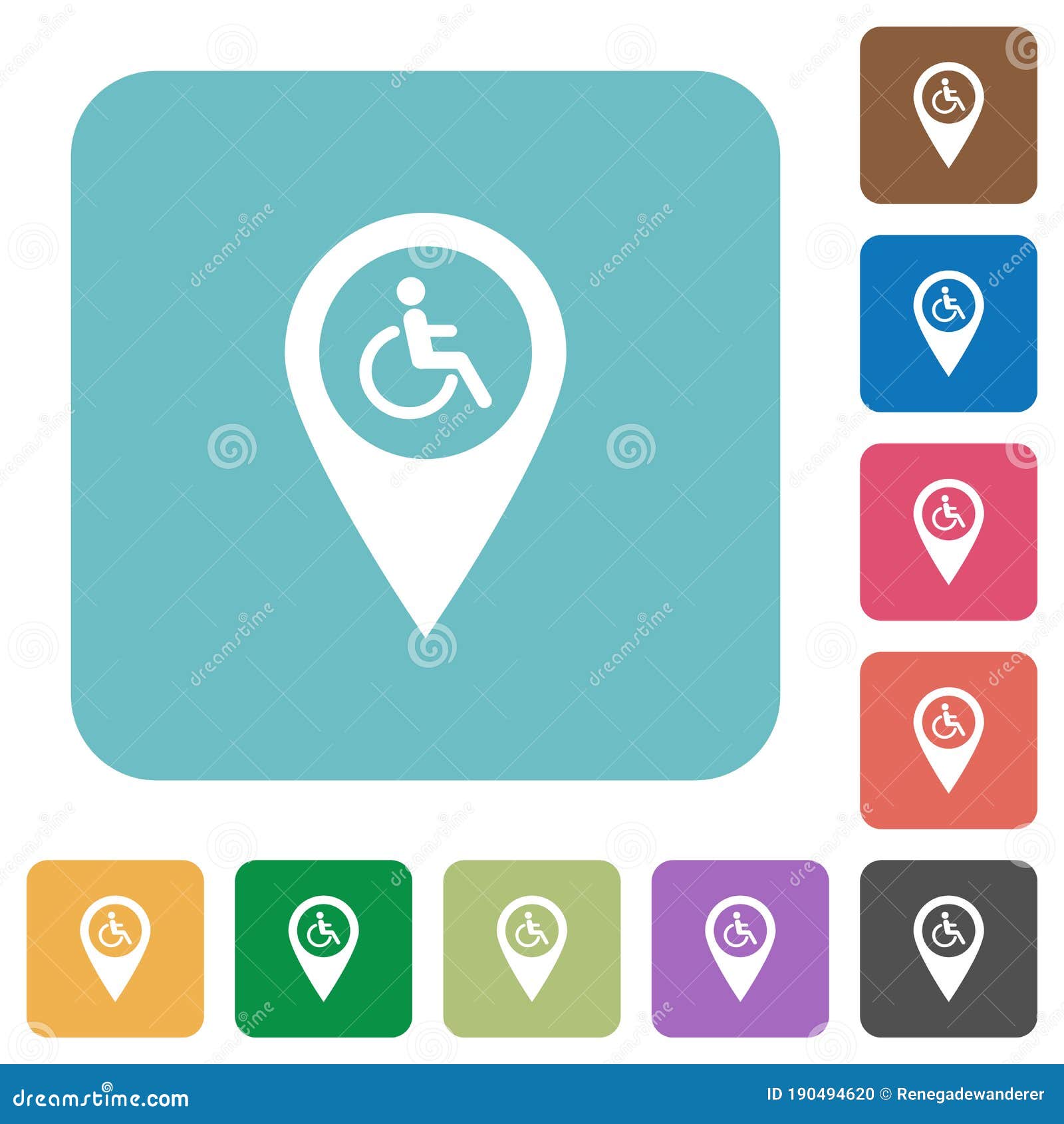 Disability Accessibility Icon Set. Disabled Parking, Ramp And Elevator ...