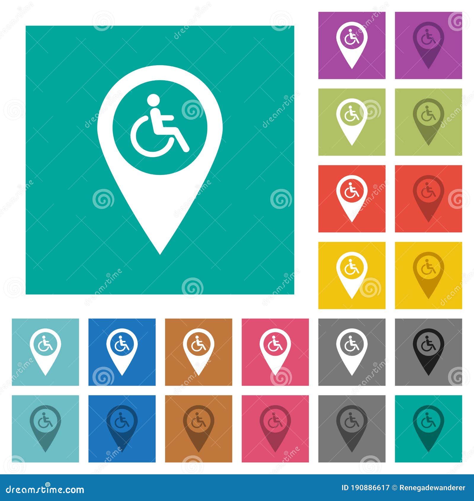 Disability Accessibility Icon Set. Disabled Parking, Ramp And Elevator ...