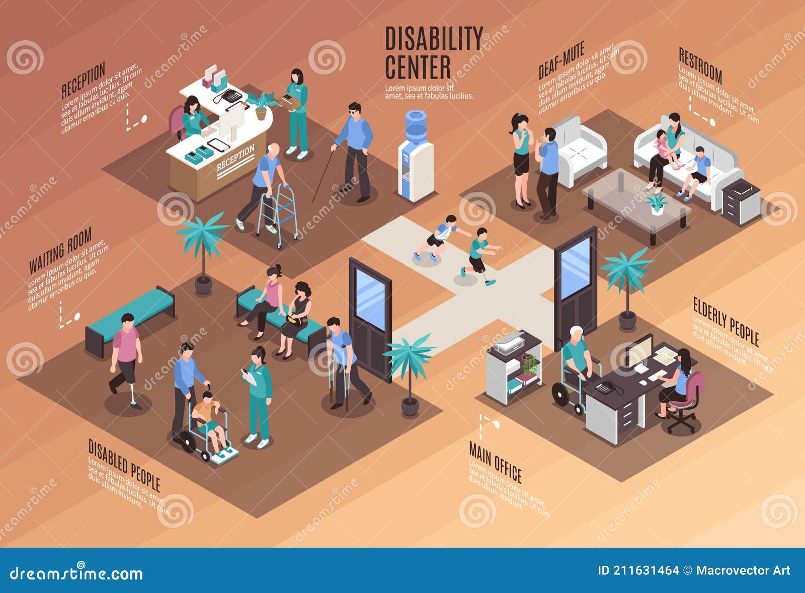 Disability Centre Conceptual Background Stock Vector - Illustration of ...