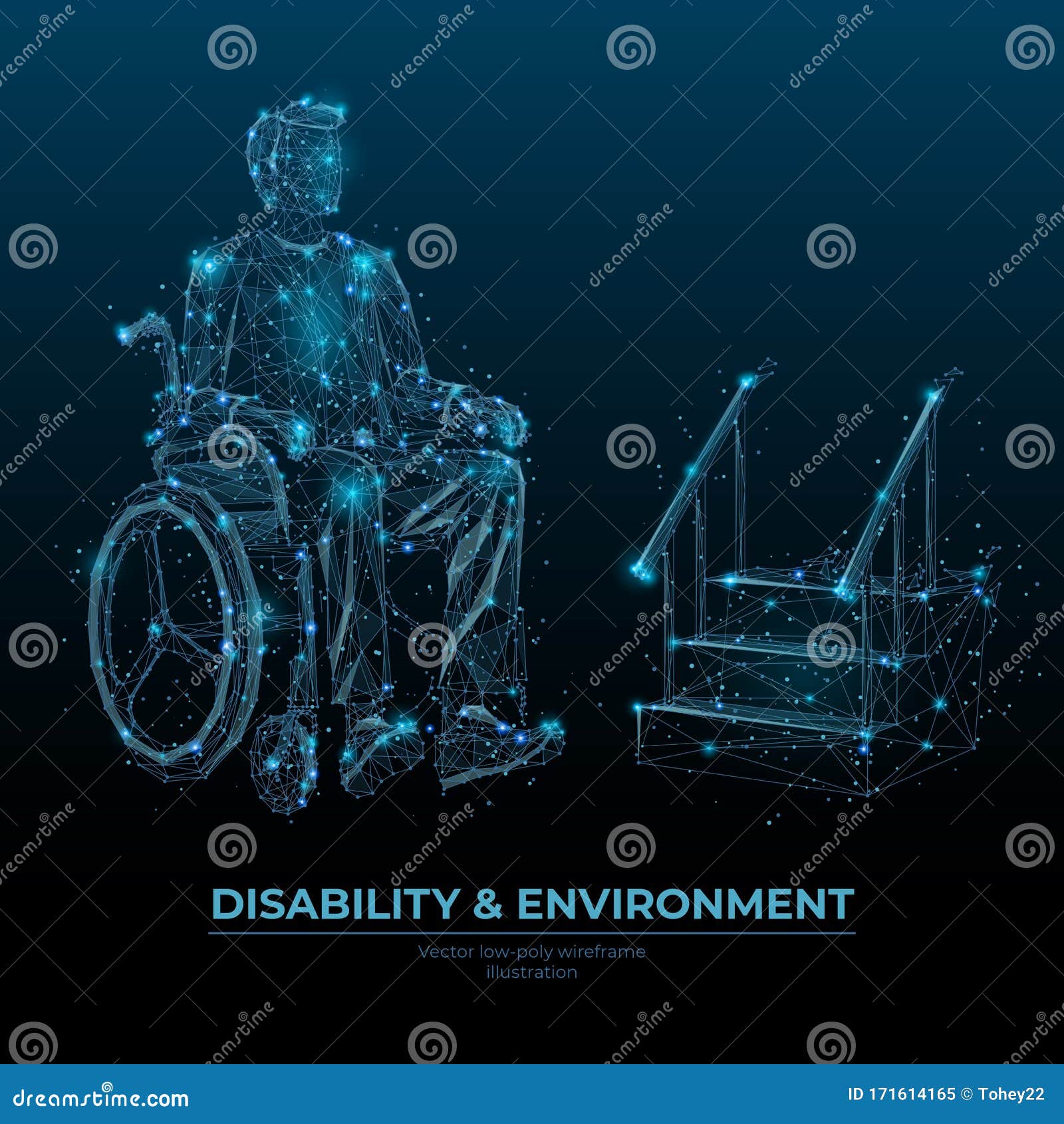 Disability and Environment Low Poly Wireframe Banner Vector Template ...