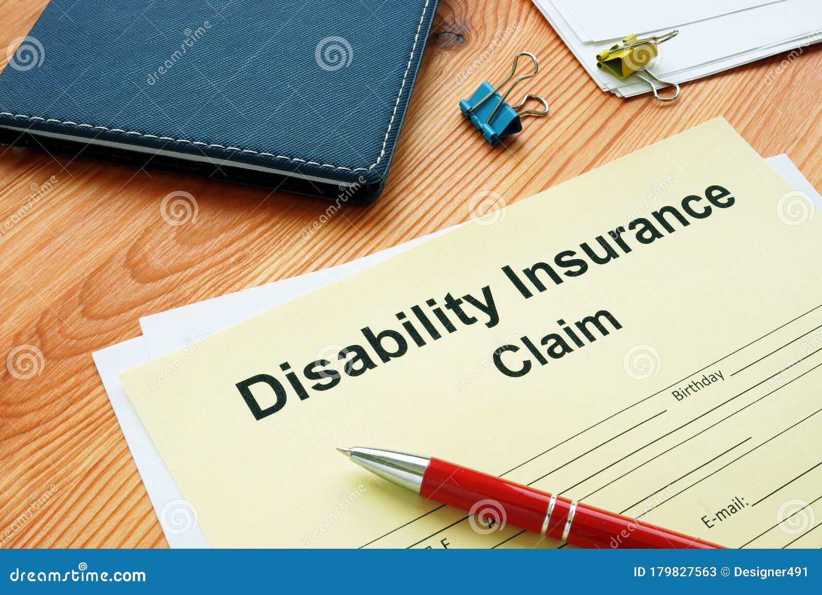 Disability Insurance Claim for Filling in and Pen Stock Image - Image ...