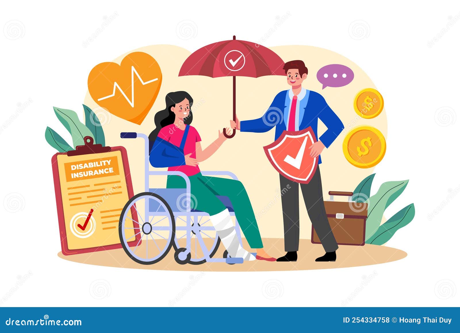 Disability Insurance Illustration Concept on White Background Stock ...