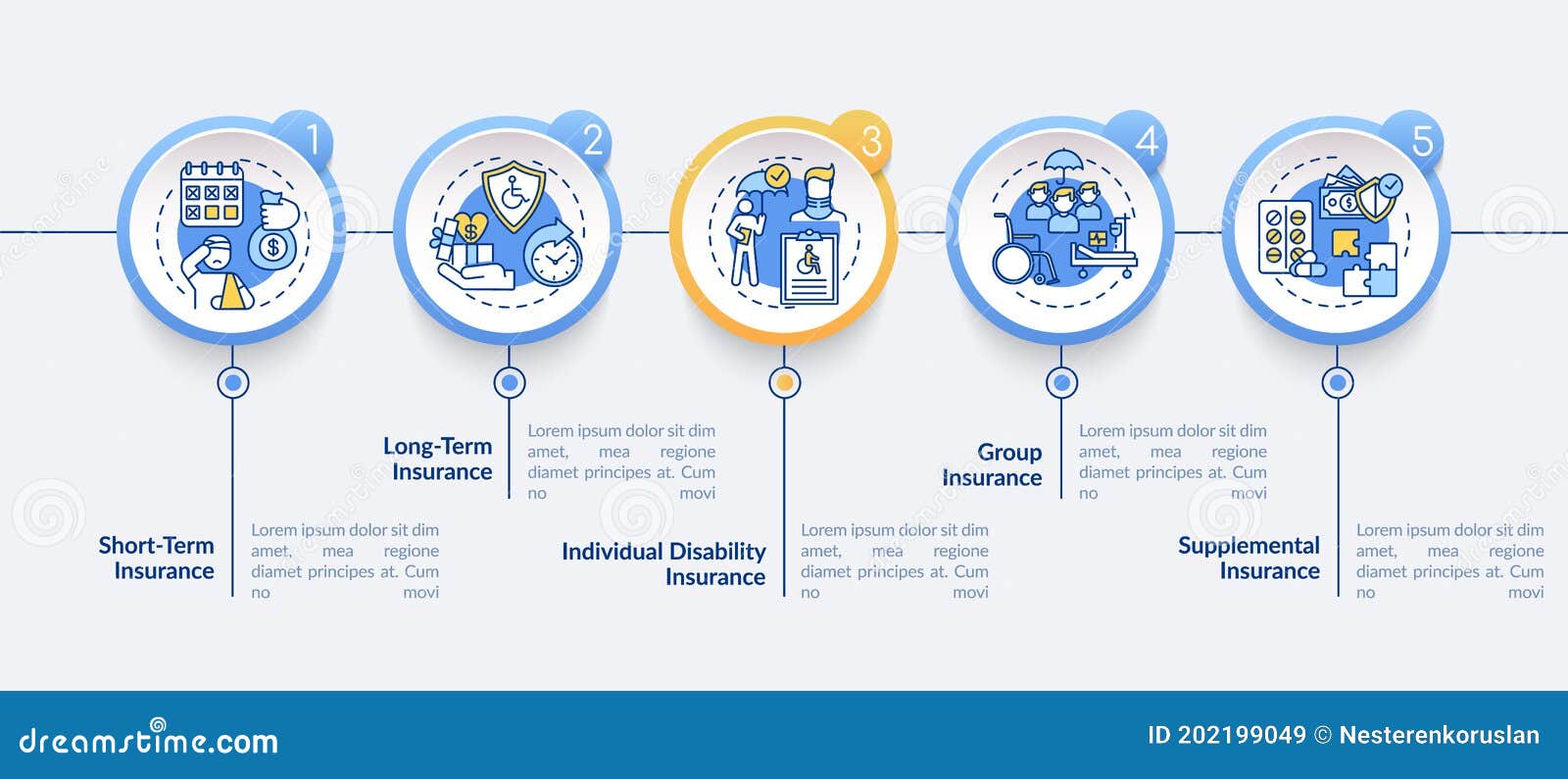 Disability Insurance Types Vector Infographic Template Stock Vector ...