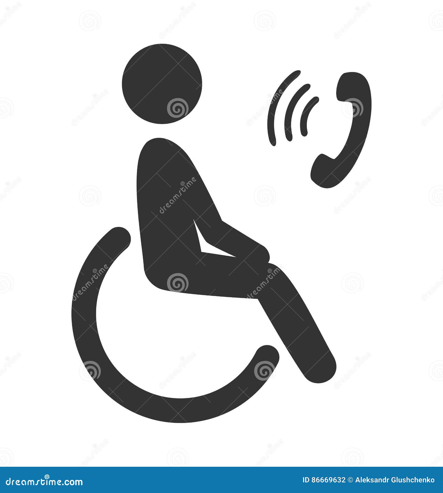 Disability Man Pictogram Flat Icon Phone Isolated on White Stock Vector ...