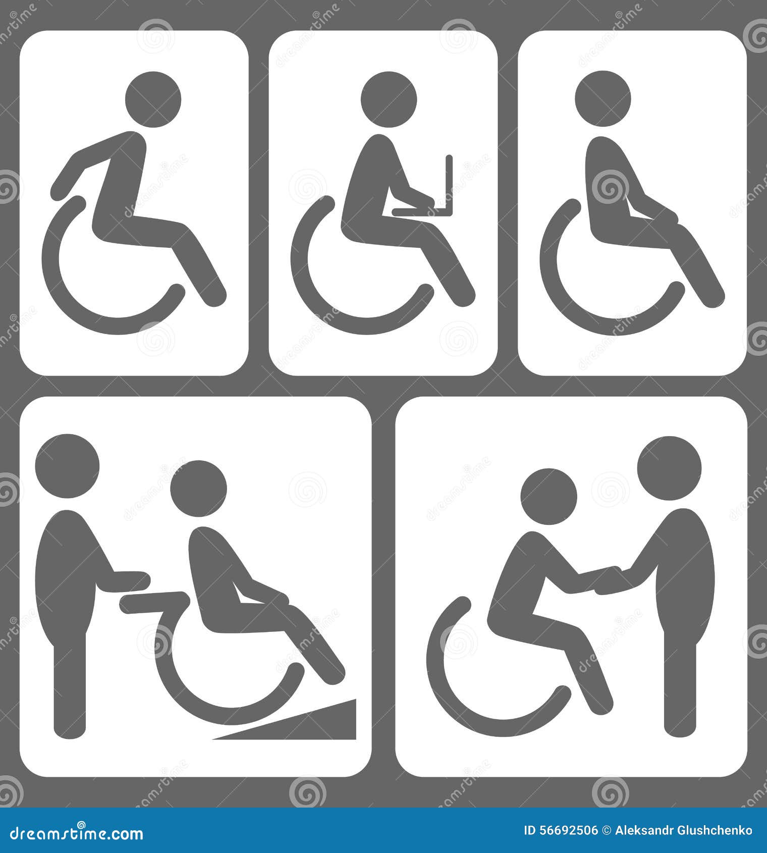 Disability People Pictograms Flat Icons On White Vector Illustration ...
